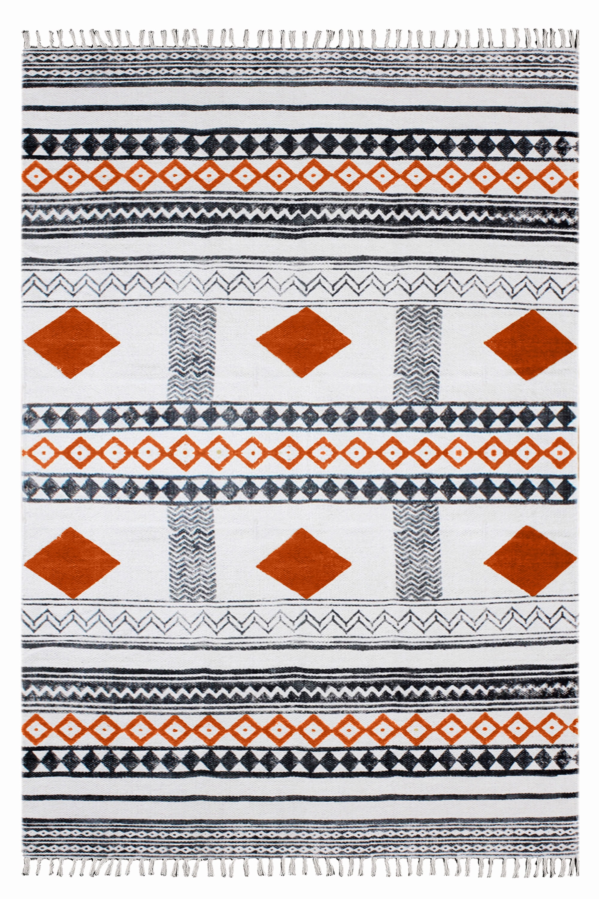 Casavani - 9'x15' Orange Block Printed Cotton Area Rugs for Living Room ...