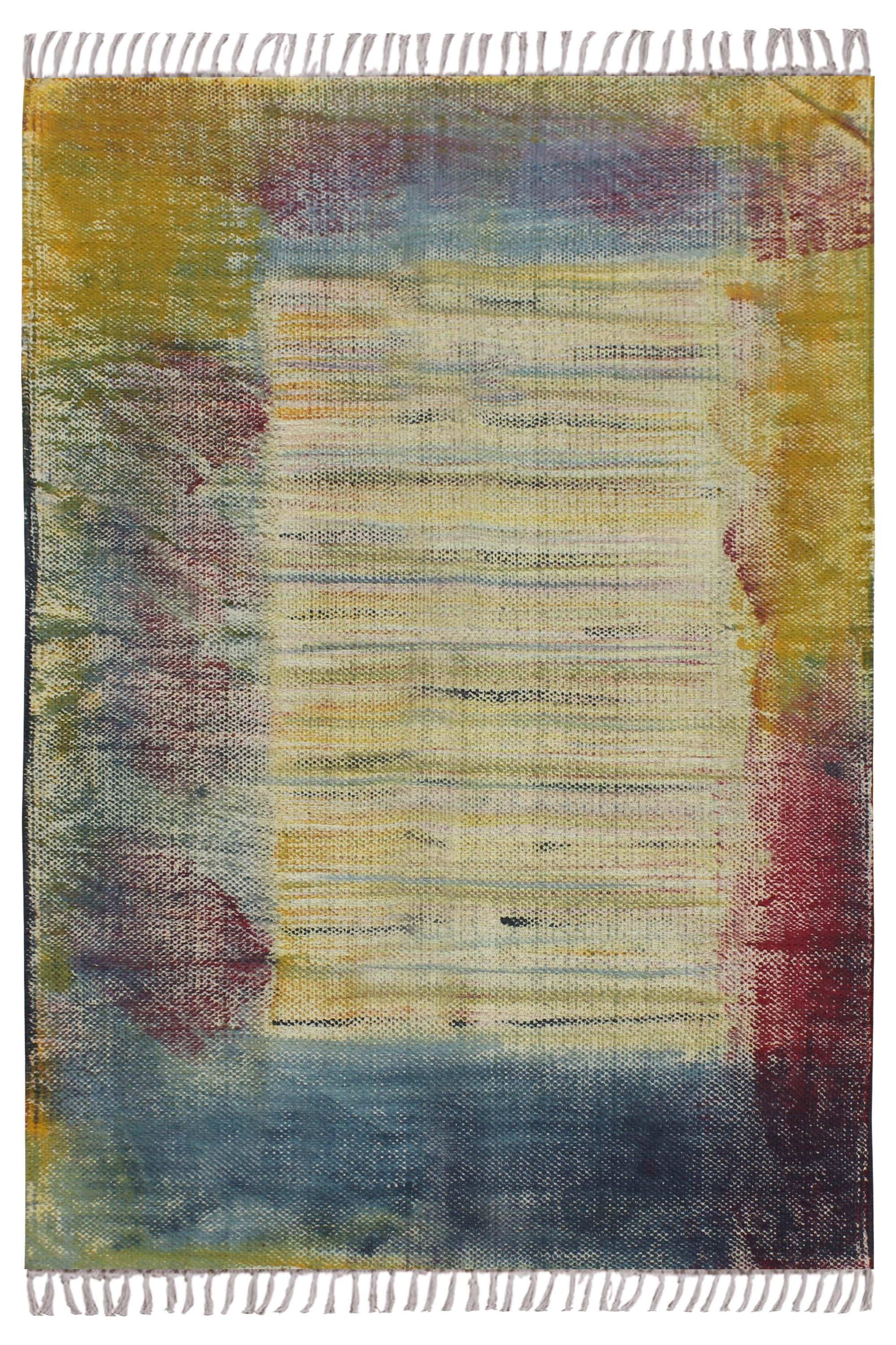 Casavani Beige Handmade Pure Cotton Durries Geometric Rugs Garden Area ...