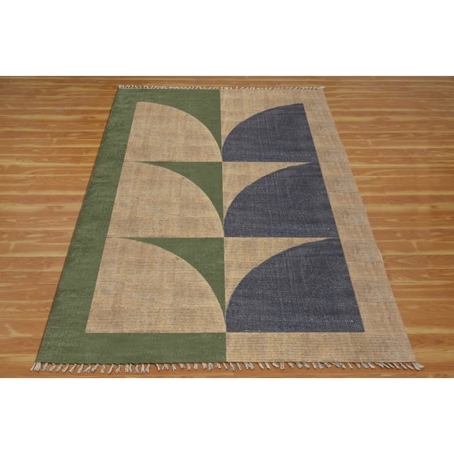 Casavani Block Printed Blue Cotton Dhurrie Hallway & Kitchen Runner ...