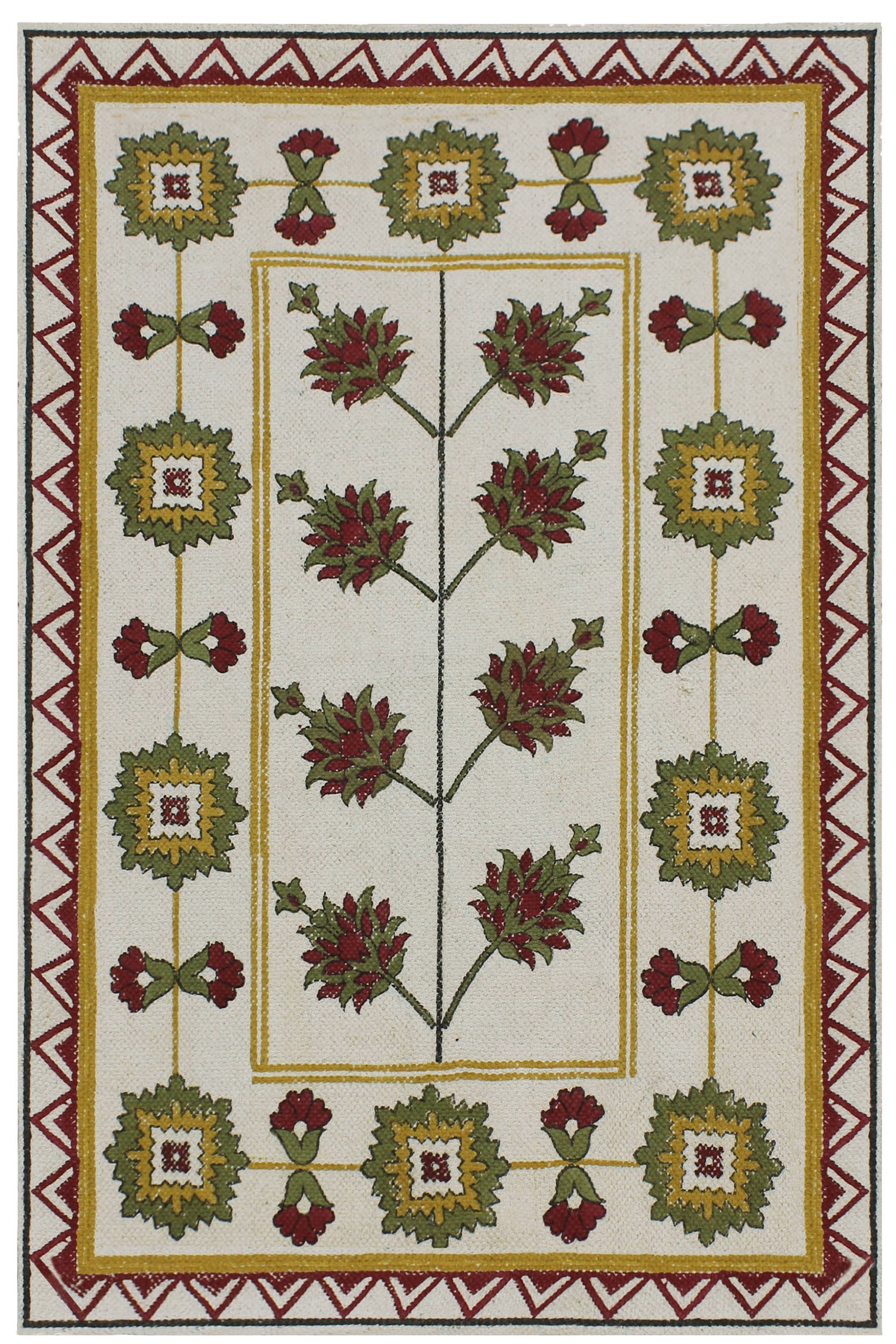 Casavani Block Printed Cotton Rug Brown Hallway Runner Carpets Outdoor ...