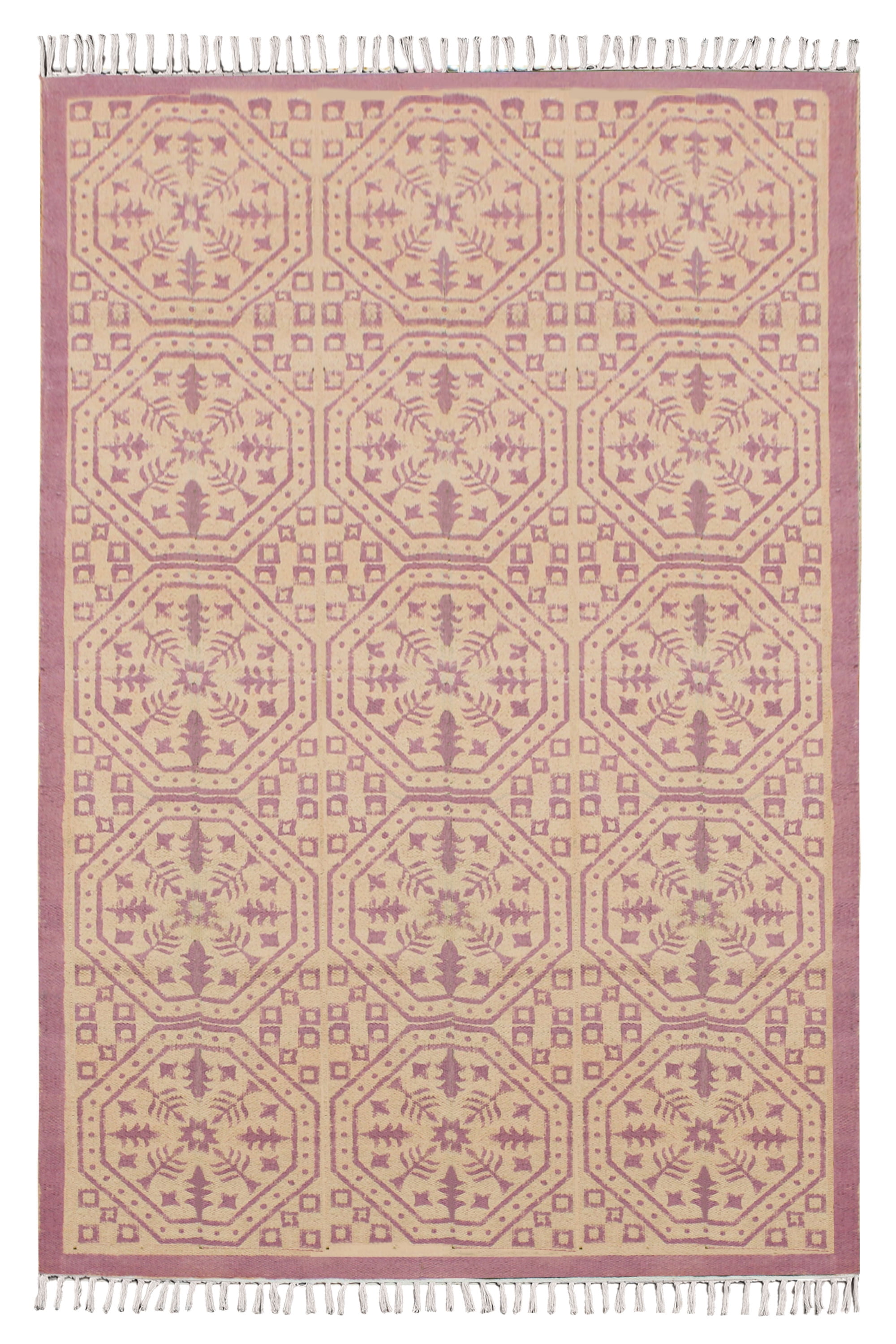 Casavani Block Printed Pink Rug For Living Room 5'x8' Moroccan Cotton ...