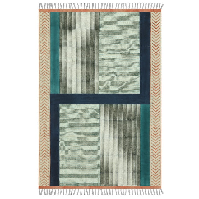 Casavani Blue Block Printed Runner Area Rugs for Hallway and Stair ...
