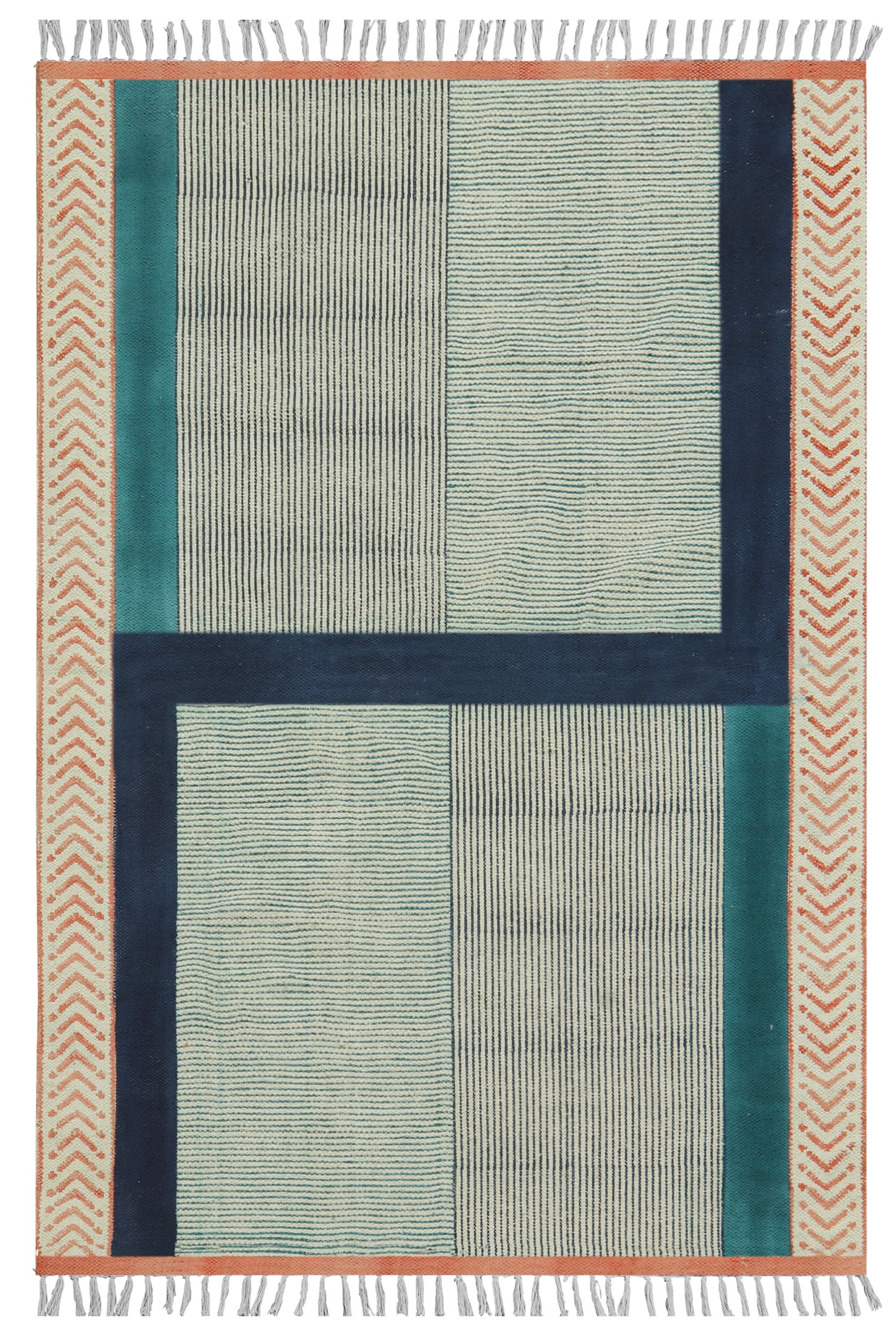 Casavani Blue Block Printed Square Area Rugs for Bedroom and Living ...