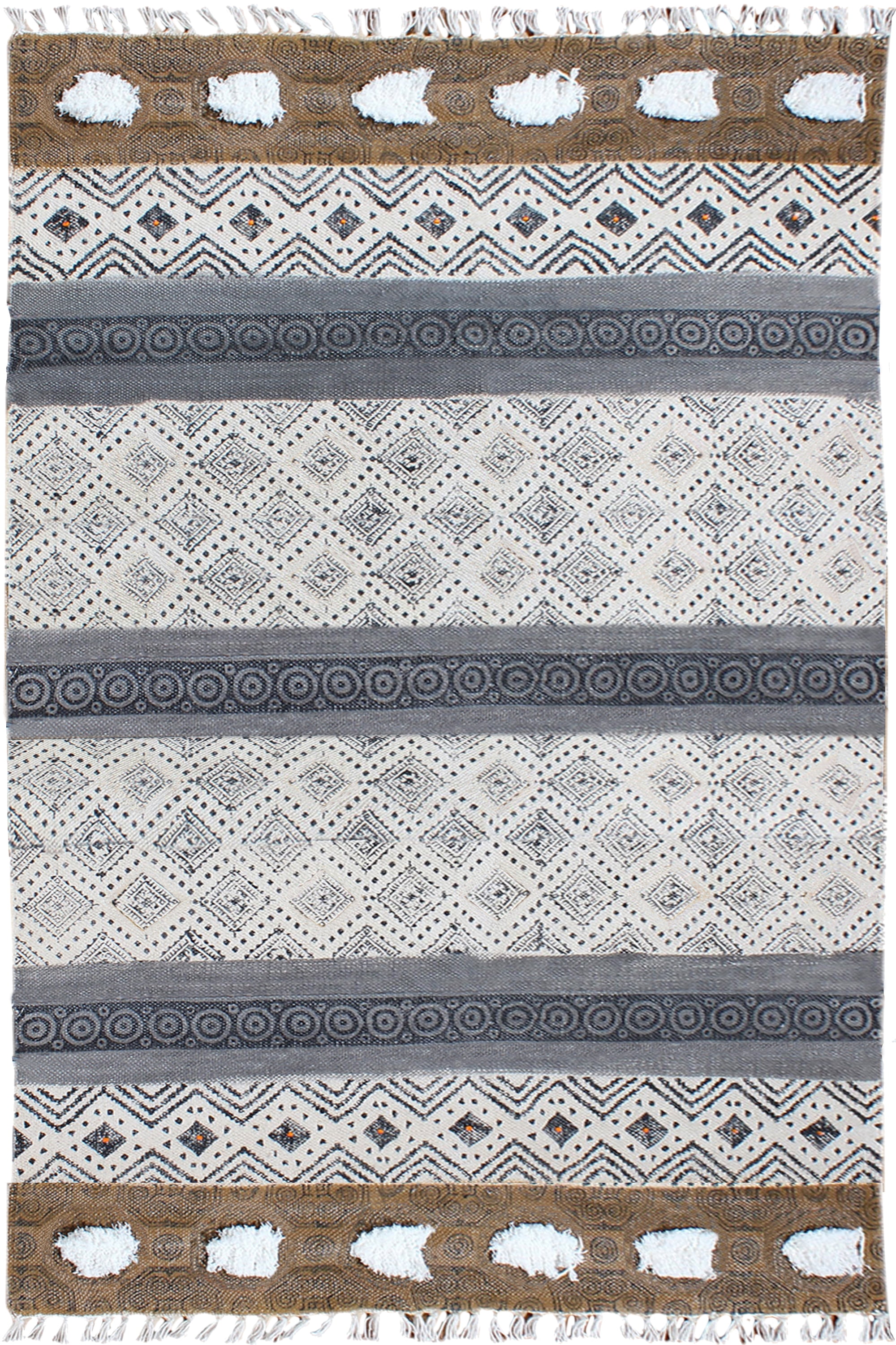 Casavani Brown Hand Block Printed Square Cotton Area Rugs for Bedroom ...