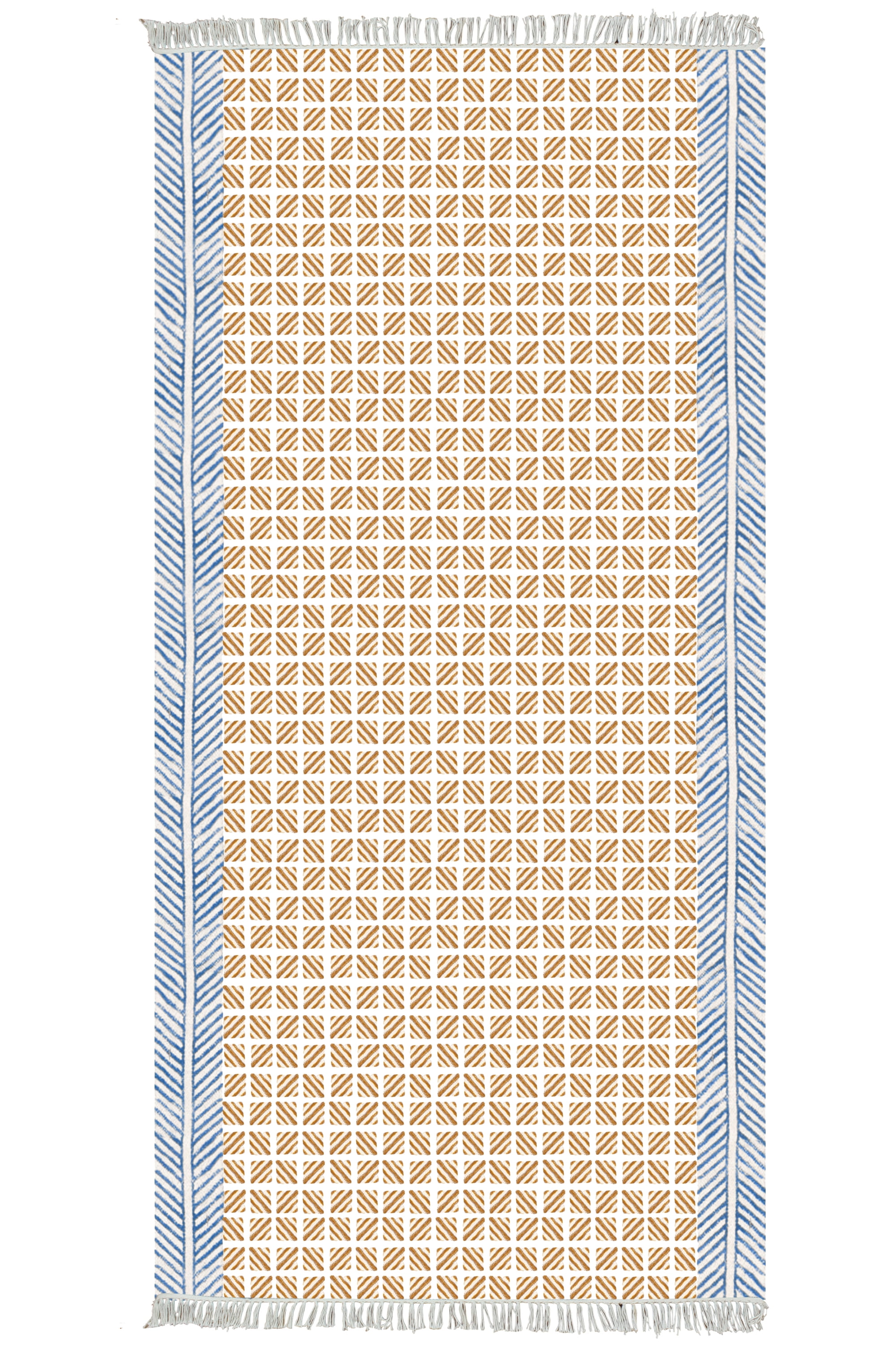 Casavani Brown Handblock Printed Cotton Dhurrie Hallway Stair Runner ...