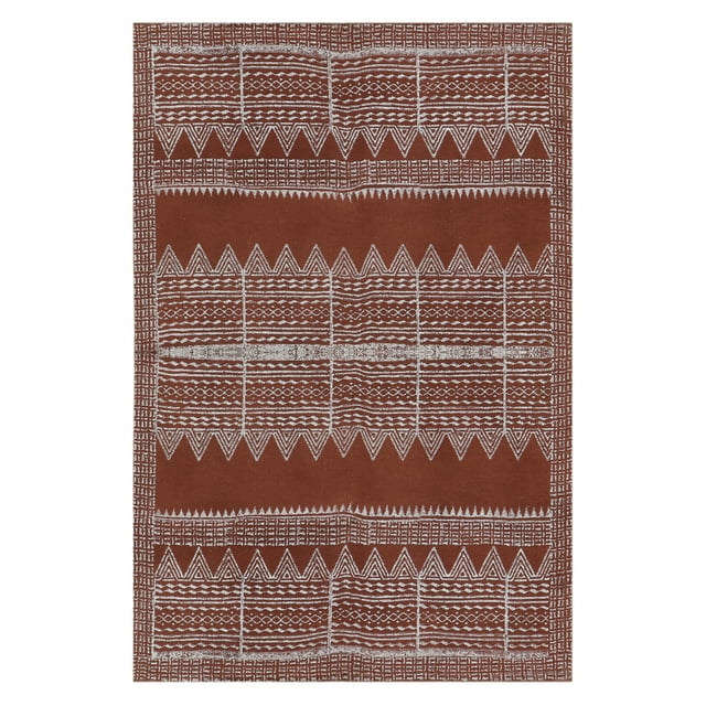 Casavani Cotton Handblock Printed Dhurrie Brown Living Room Floor ...