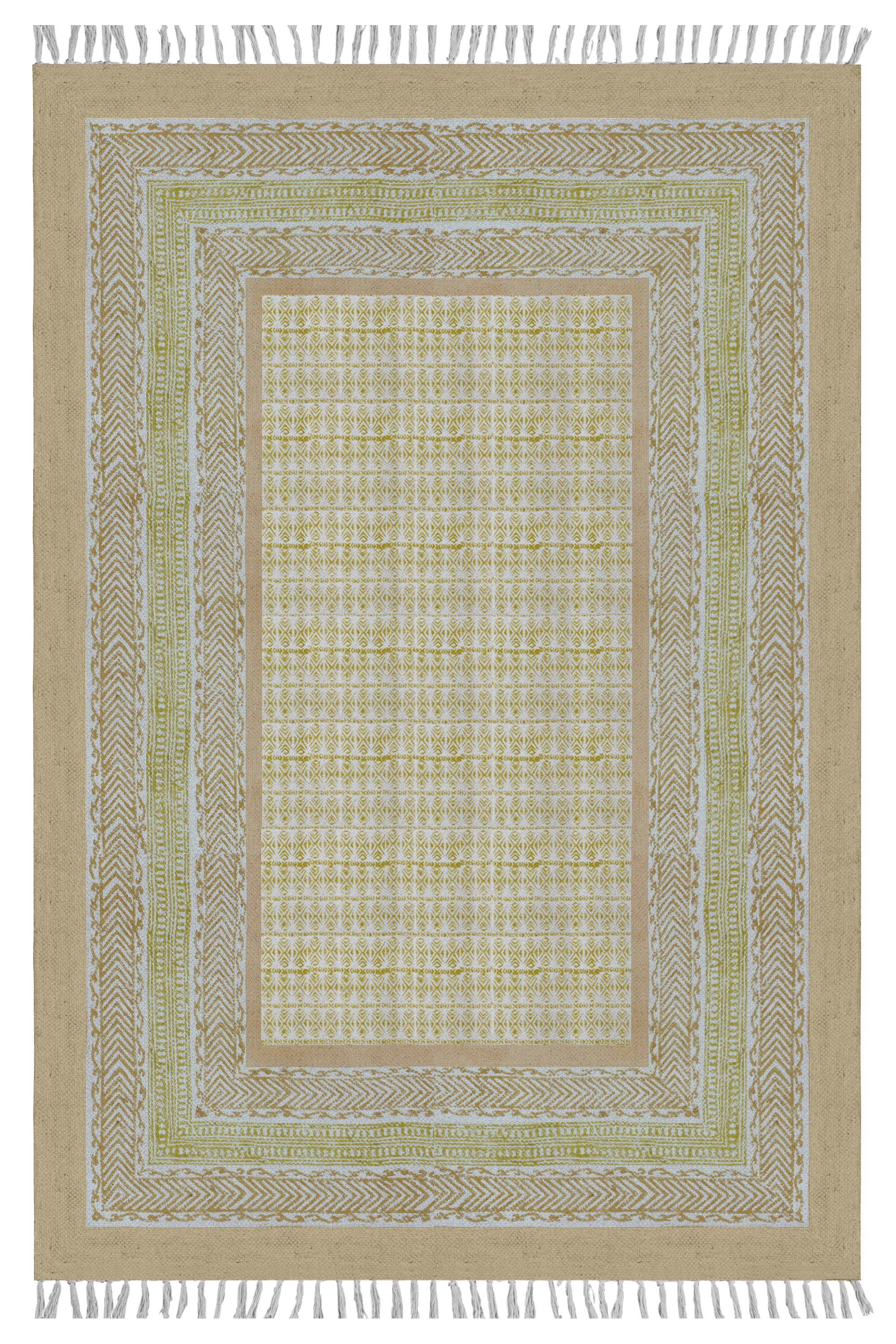 Casavani Cotton Handblock Printed Dhurrie Brown Living Room Floor ...