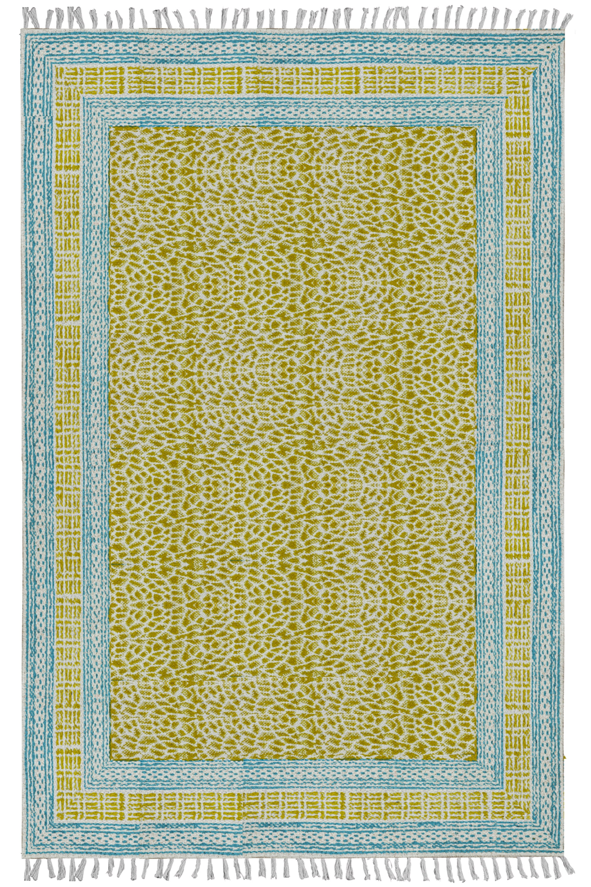 Casavani Cotton Handblock Printed Dhurrie Green Hallway Stair Runner ...