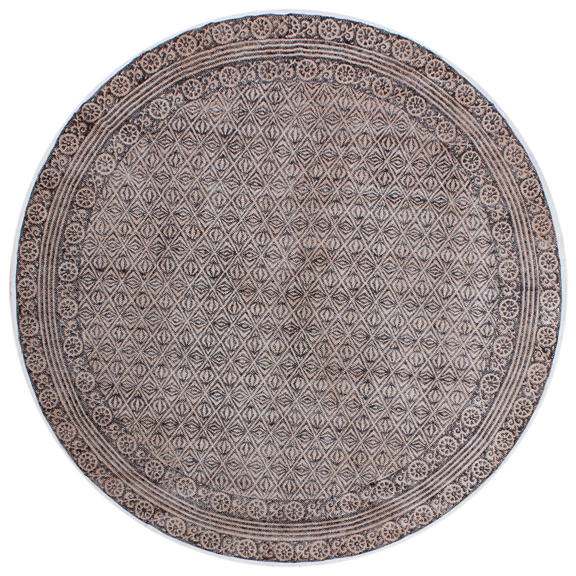 Casavani Custom Handmade Cotton Round Dining Room Rug, Brown 4x4 feet ...