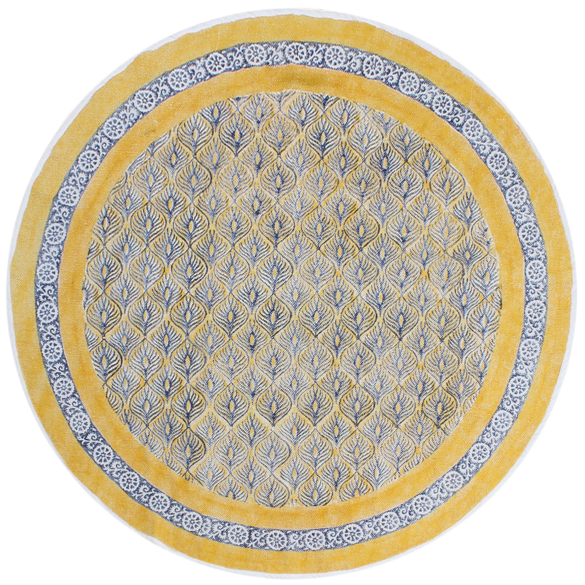Casavani Custom Handwoven Cotton Round Bedroom Rug, Yellow 3x3 feet ...