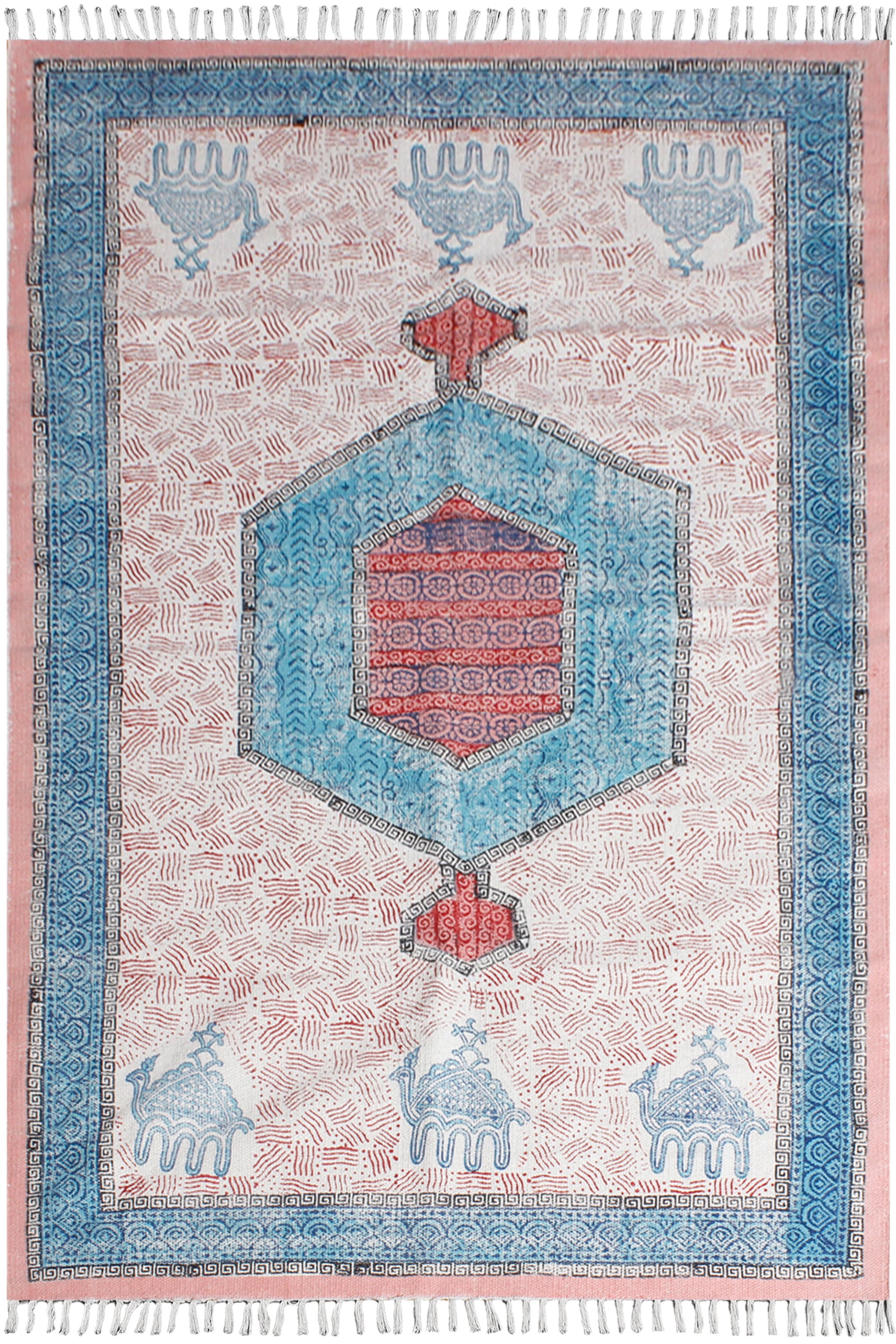 Casavani Dining Room Natural Cotton Area Rug,Blue 9x15 Ft - Walmart.com