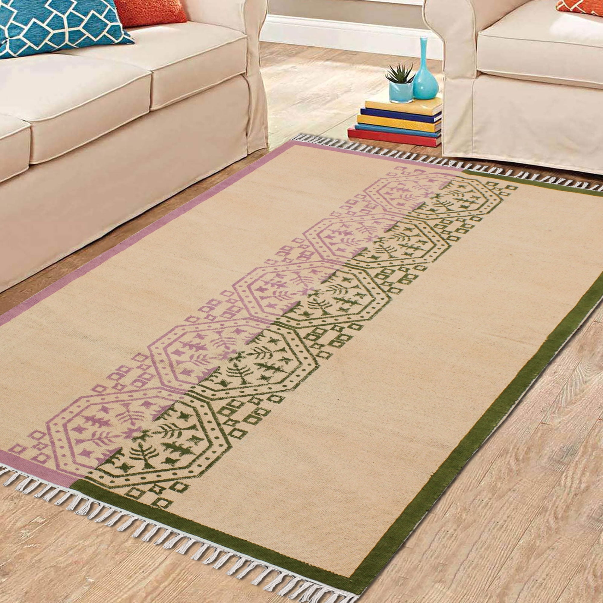 Casavani Eco-Friendly Rug Natural Cotton Rug,Green 10x10 feet - Walmart.com