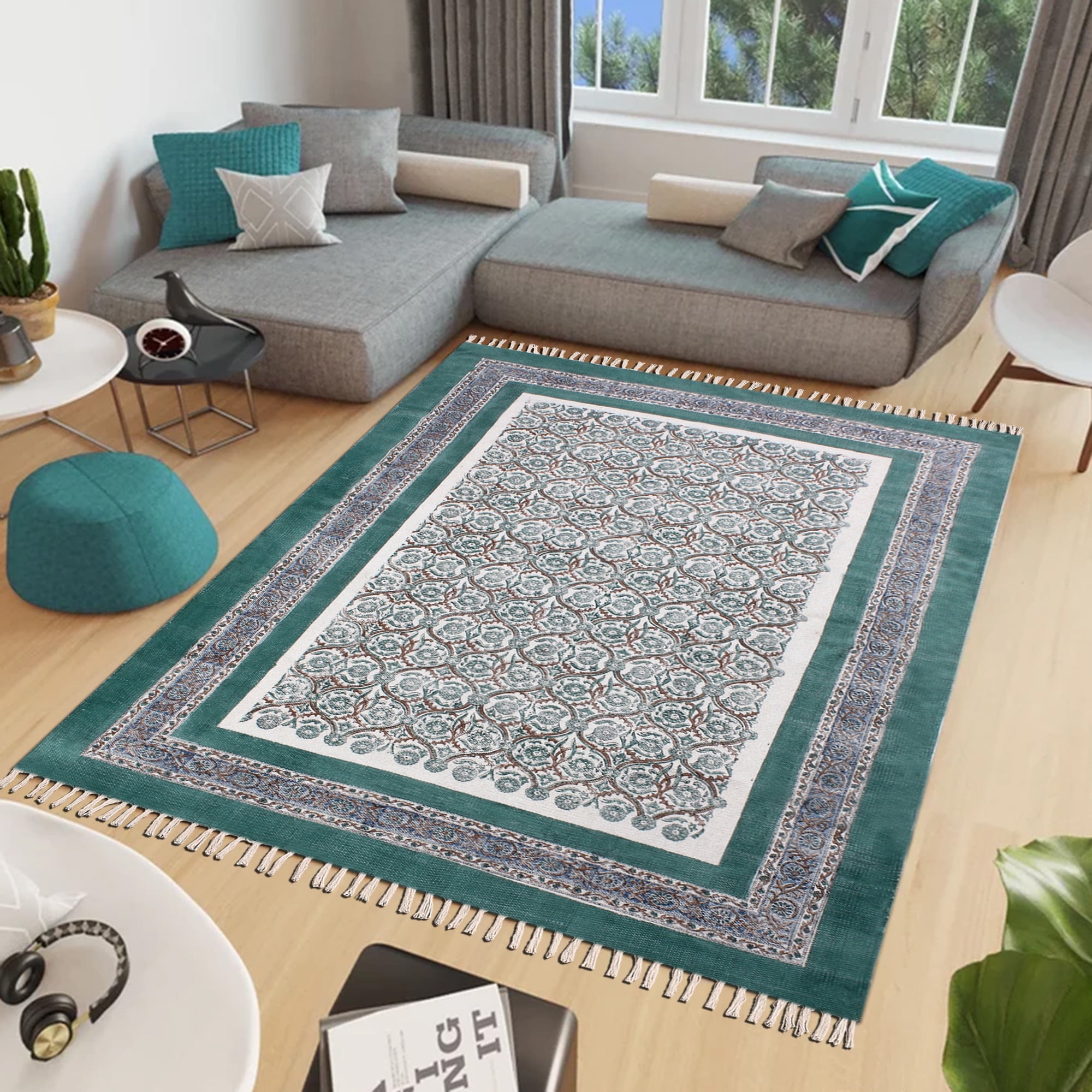Casavani Flat Weave Living Room Area Carpet, Green 4x12 feet - Walmart.com