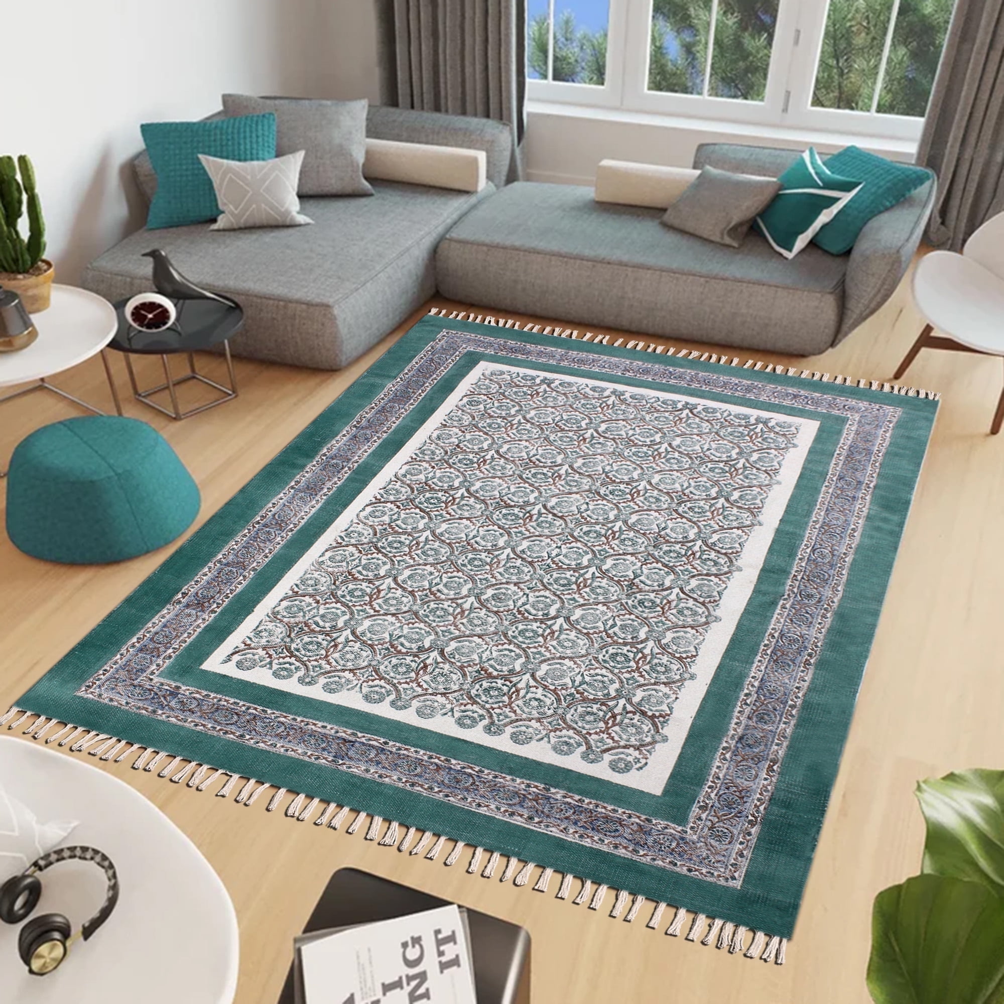 Casavani Flat Weave Living Room Area Carpet, Green 9x12 feet - Walmart.com