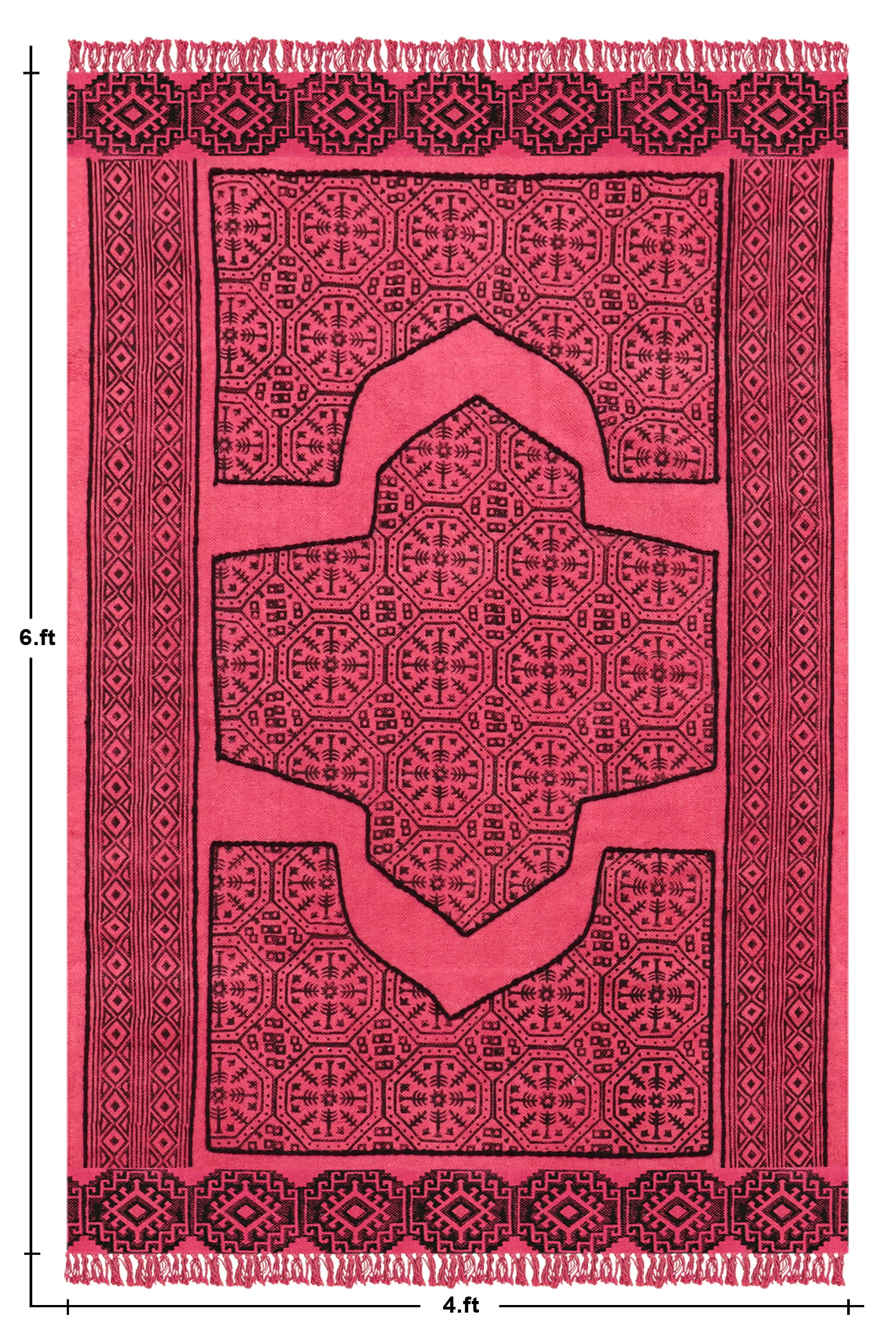 Casavani Hand Block Printed Cotton Dhurrie Black Hallway & Stair Runner ...