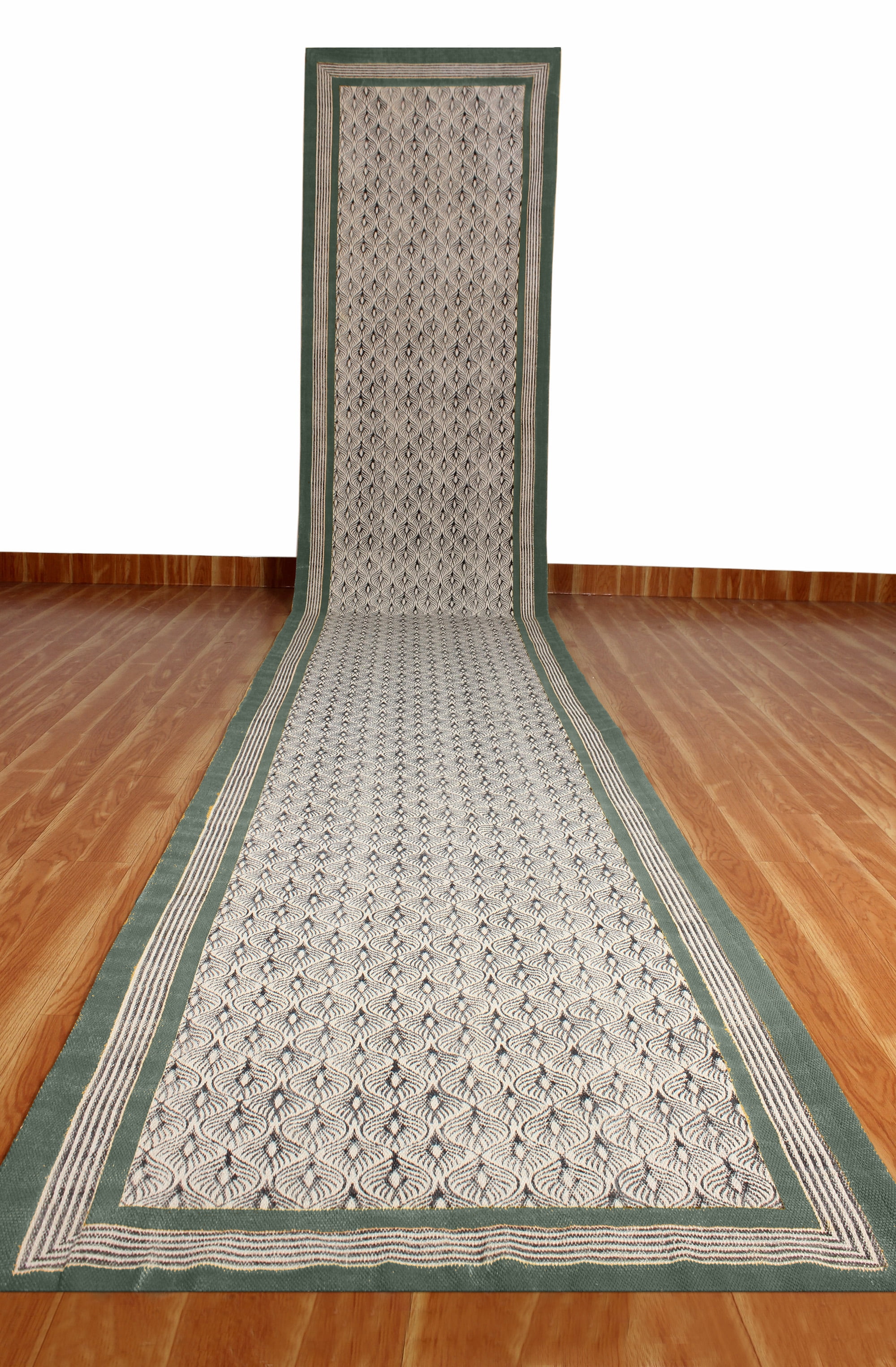 Casavani Hand Block Printed Cotton Dhurrie Green Hallway Runner Rug ...