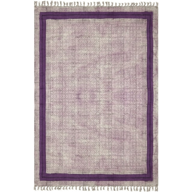 Casavani Hand Block Printed Cotton Dhurrie Purple Bohemian Bedroom ...