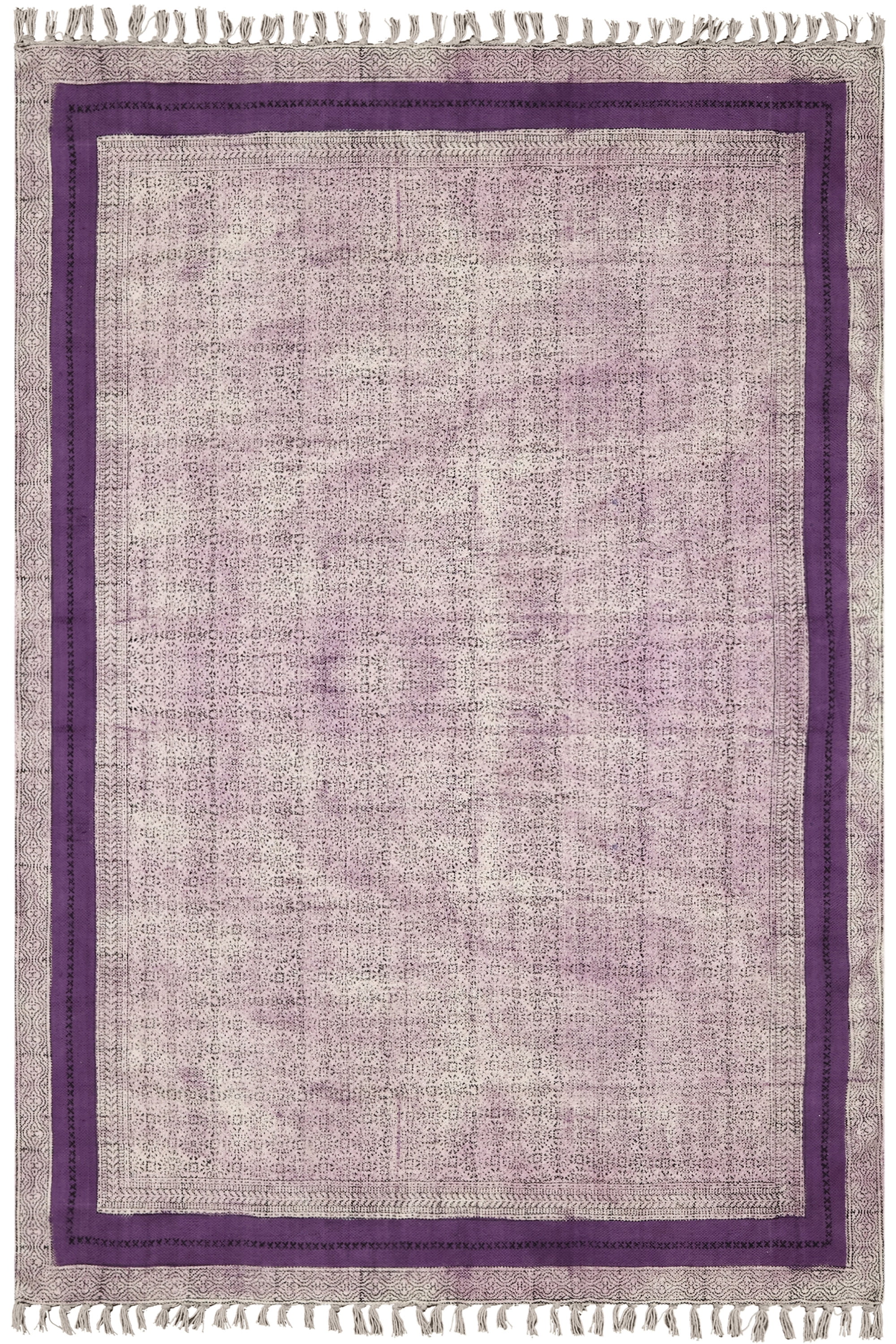 Casavani Hand Block Printed Cotton Dhurrie Purple Hallway Stair Runner ...