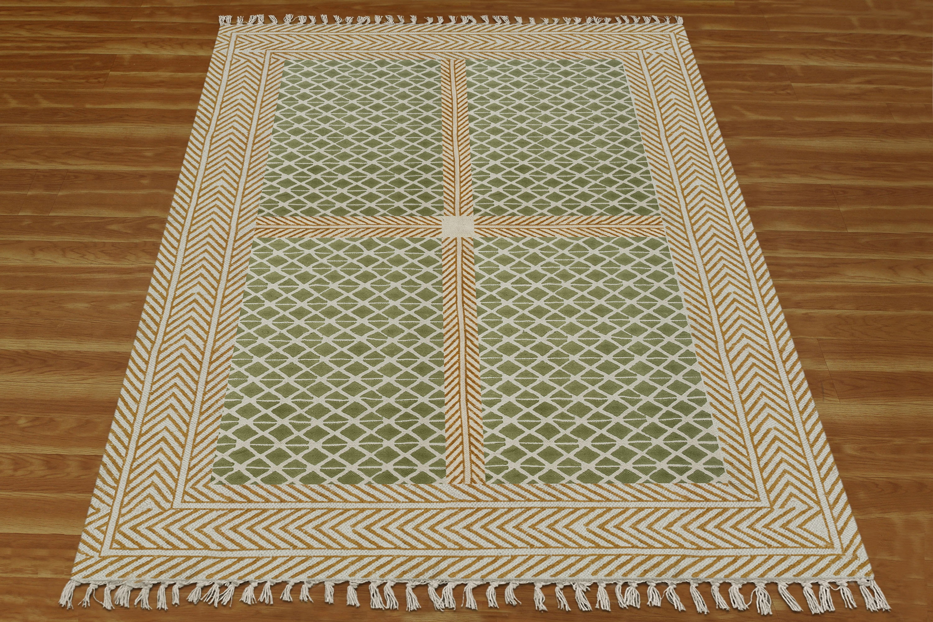 Casavani Hand Block Printed Green Cotton Living, Dining Room Area ...