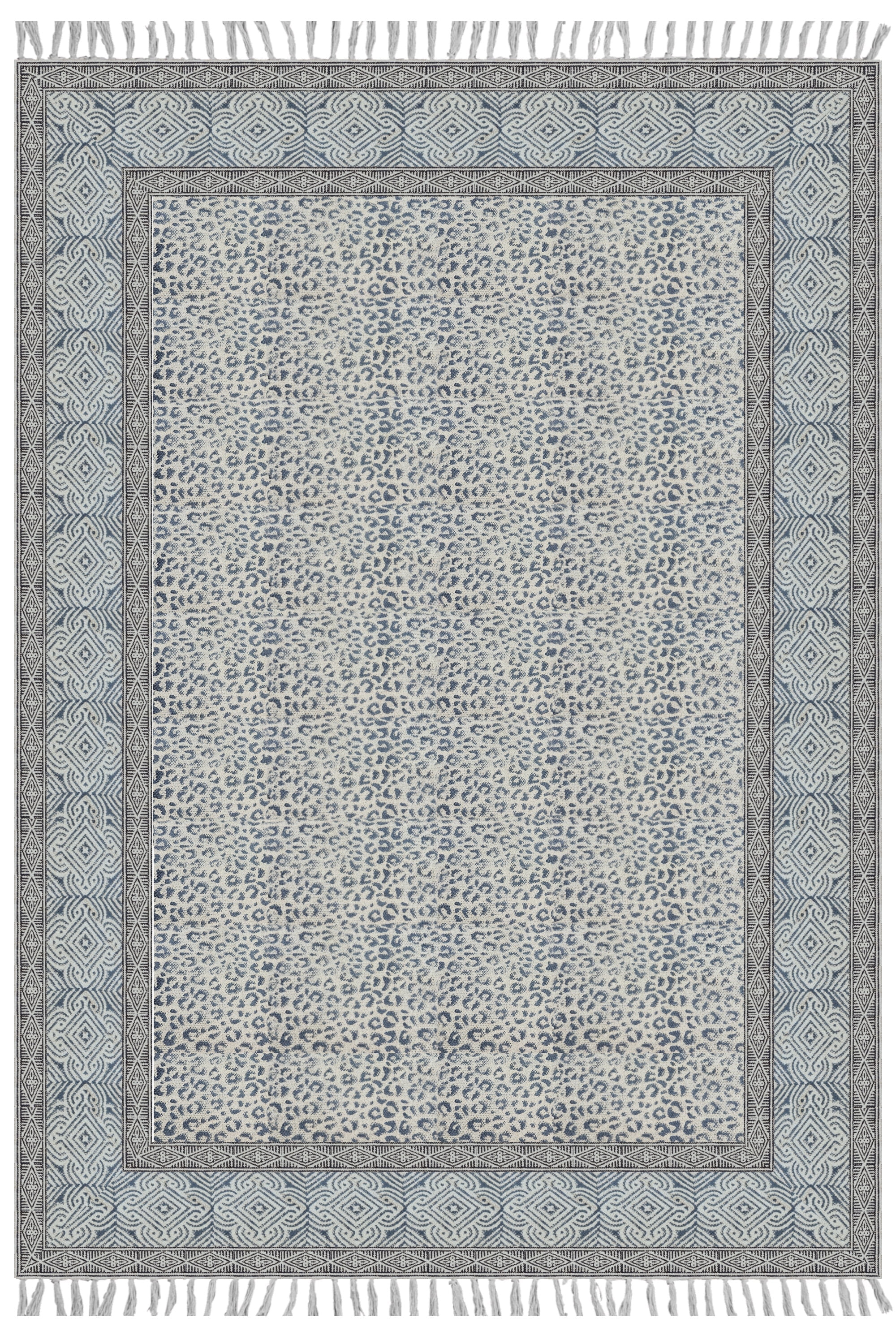 Casavani Handblock Printed Blue Cotton Rug Square Bedroom Dining Room ...
