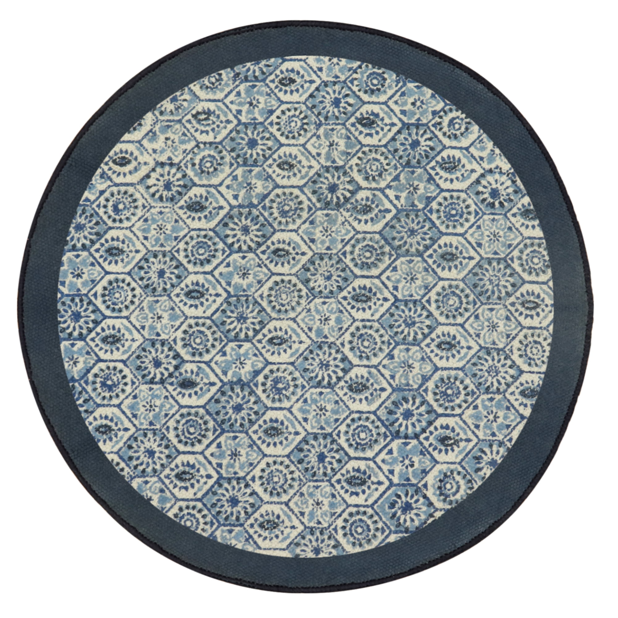 Casavani Handblock Printed Cotton Area Rug Round Dining, Bedroom Area ...
