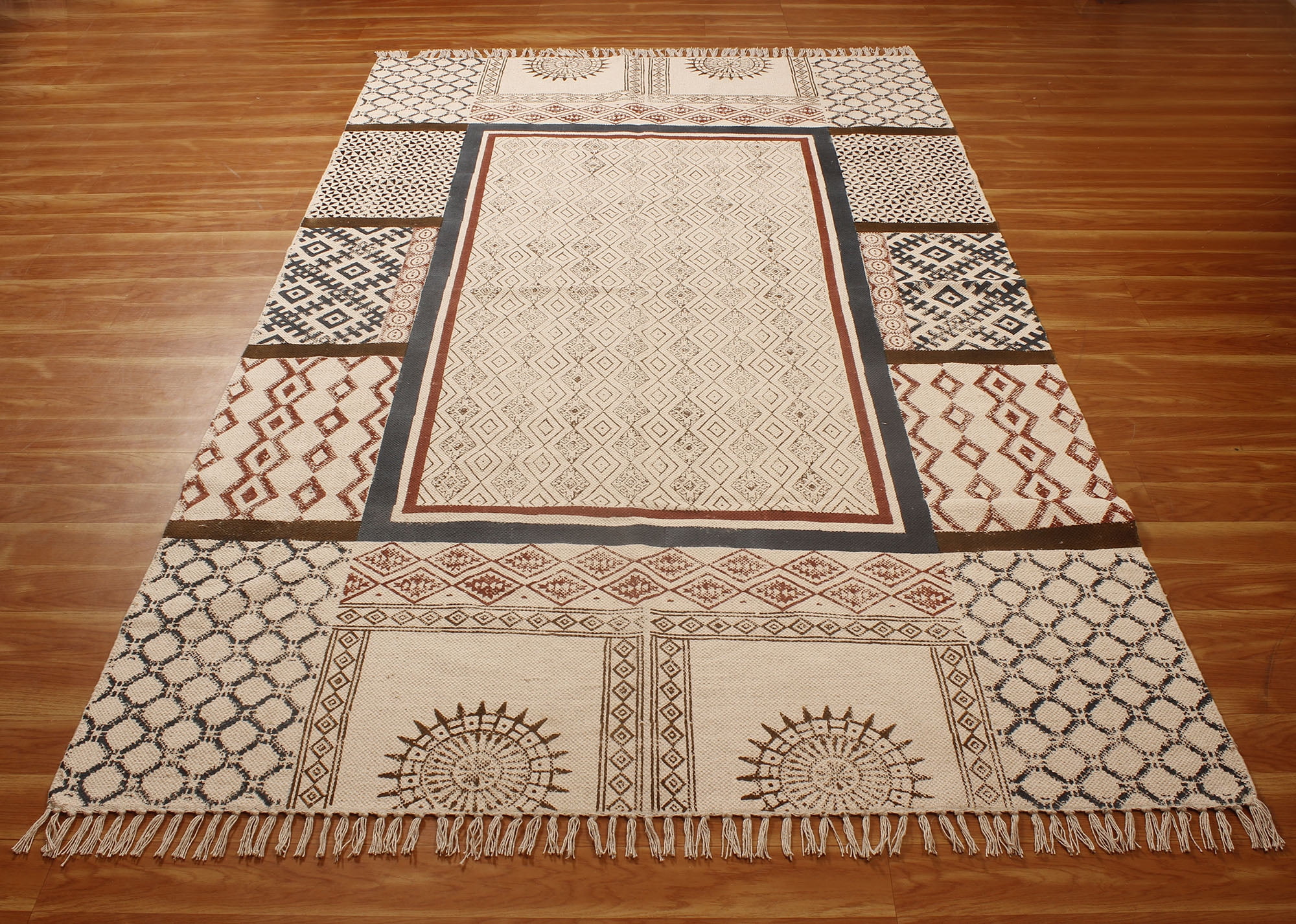 Casavani Handblock Printed Cotton Hallway Stair Runner Rug Geometric ...