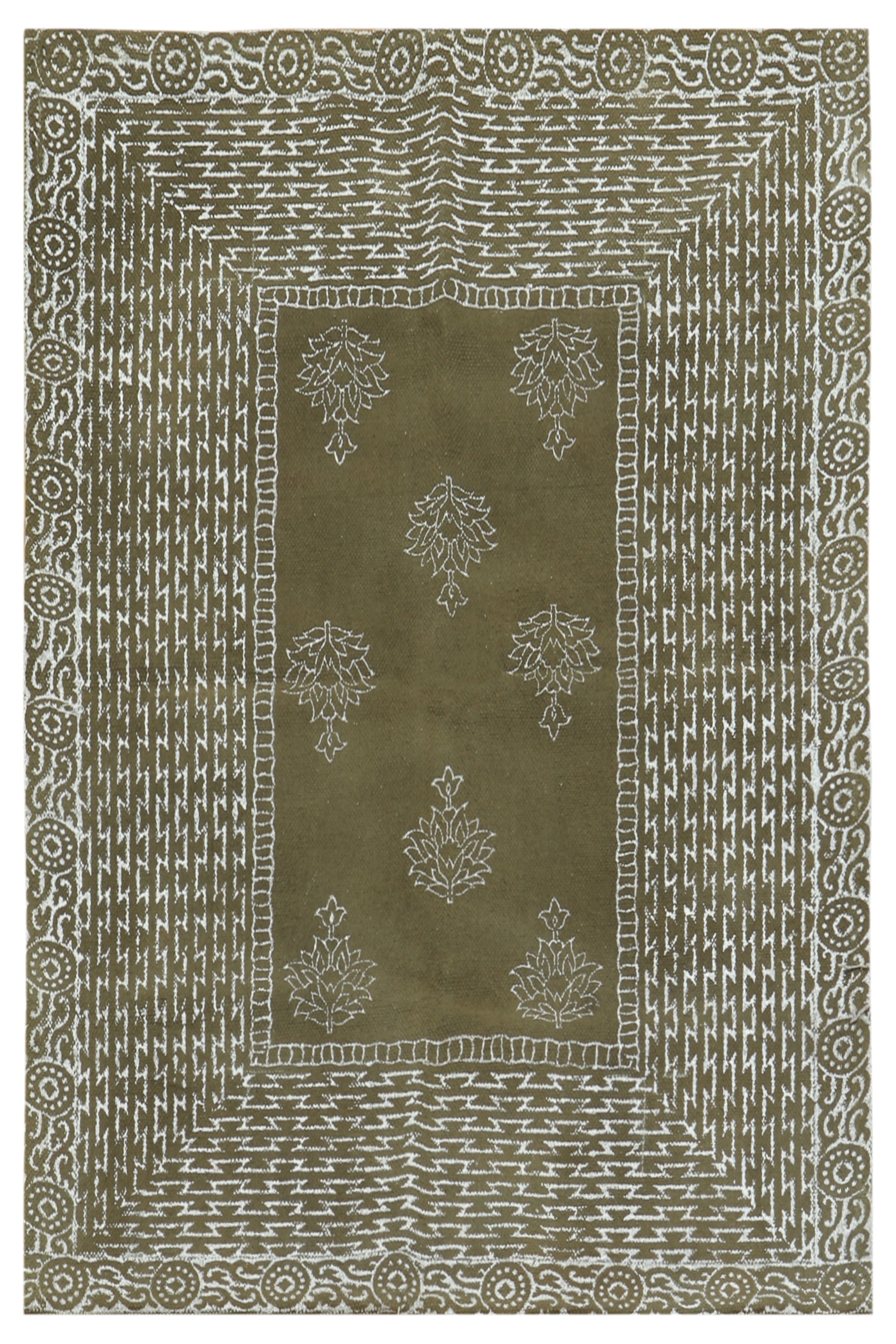 Casavani Handblock Printed Cotton Rug Brown Kitchen Carpets Bohemian ...