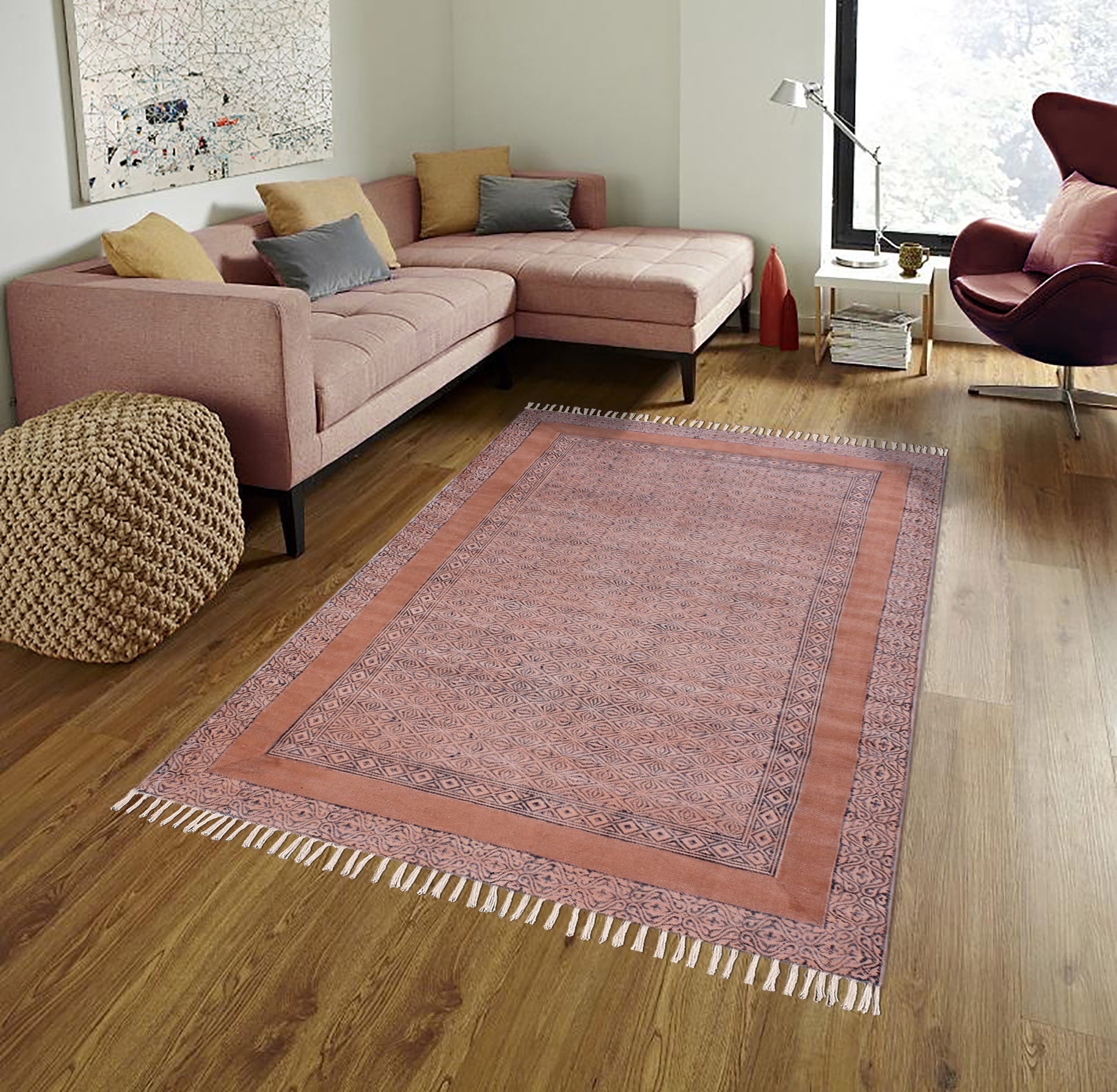 Casavani Handmade Bedroom Area Rug Boho Kilim, Brown 6x12 feet ...
