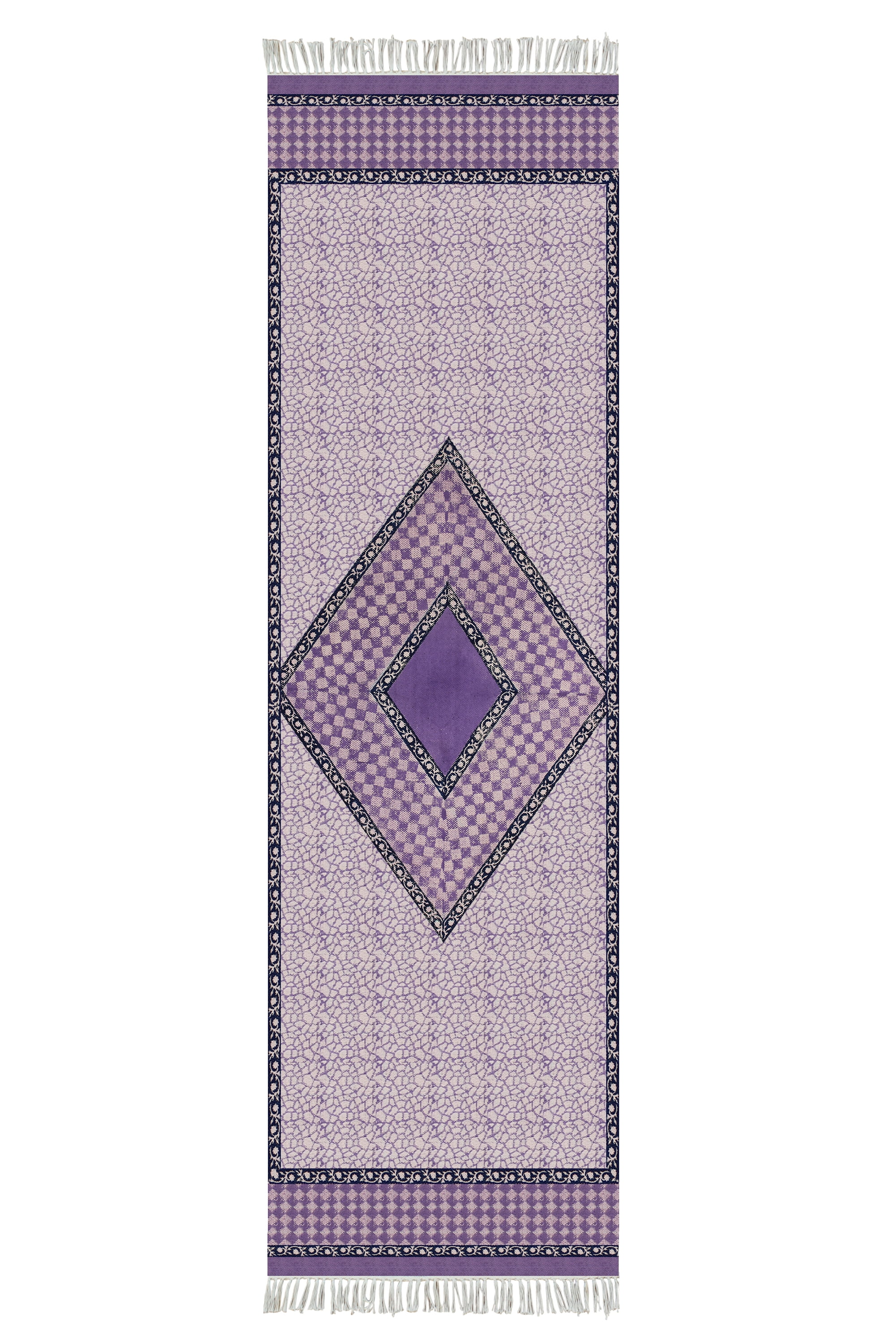 Casavani Handmade Block Printed Cotton Dhurrie Purple Hallway Stair ...