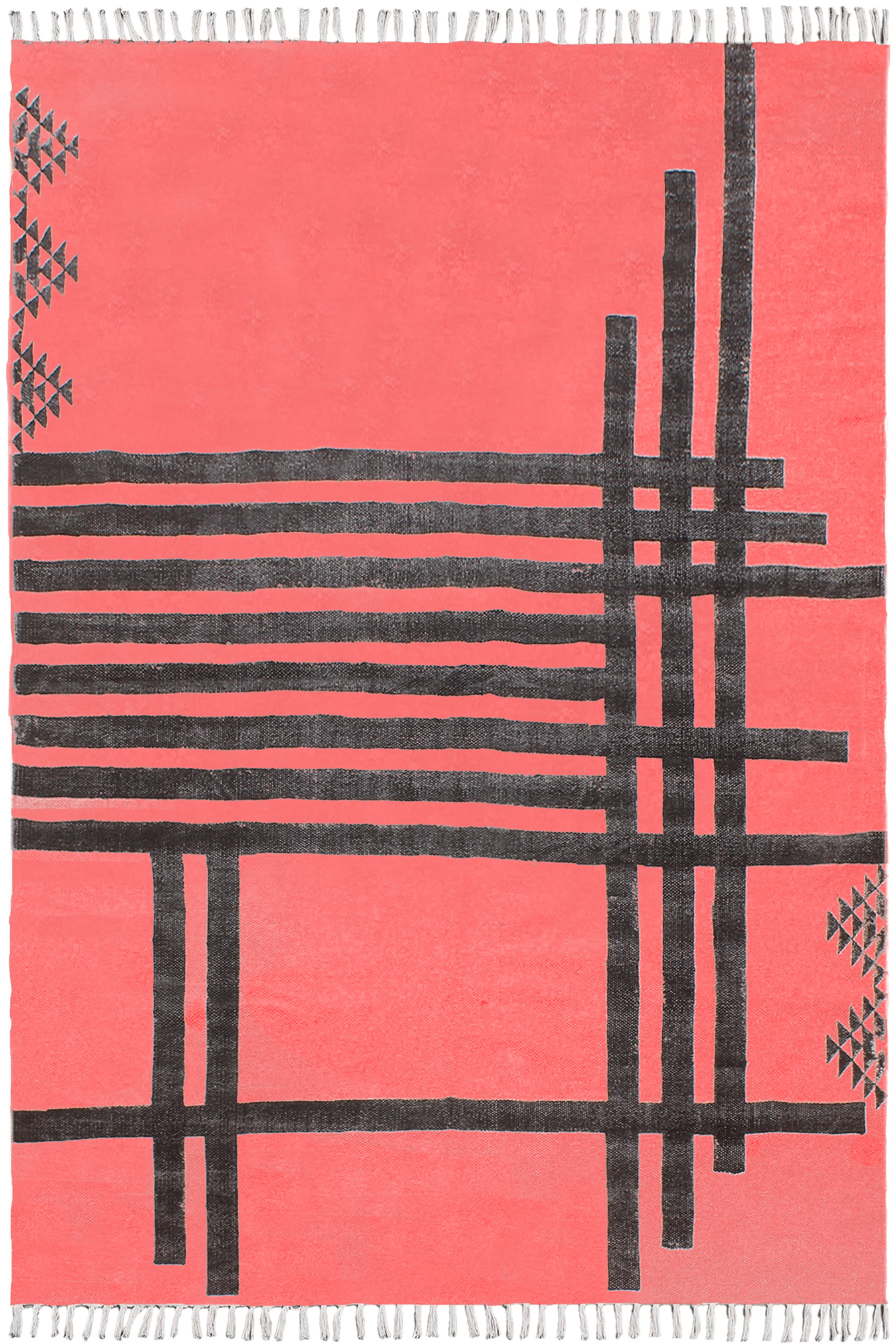 Casavani Handmade Block Printed Cotton Dhurrie Red Living Room Floor ...