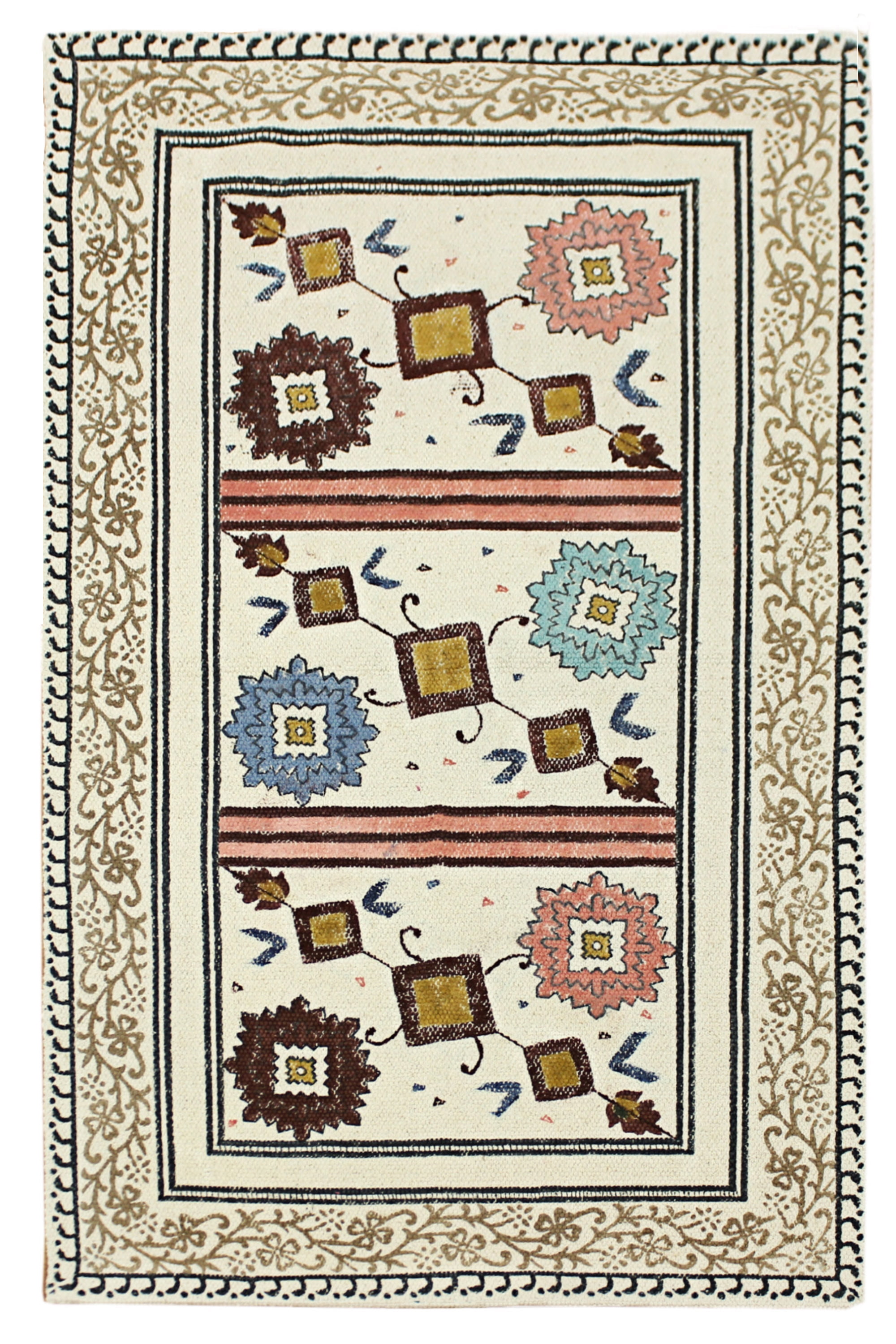 Casavani Handmade Cotton Area Rug Bohemian Beige Square Living Room ...