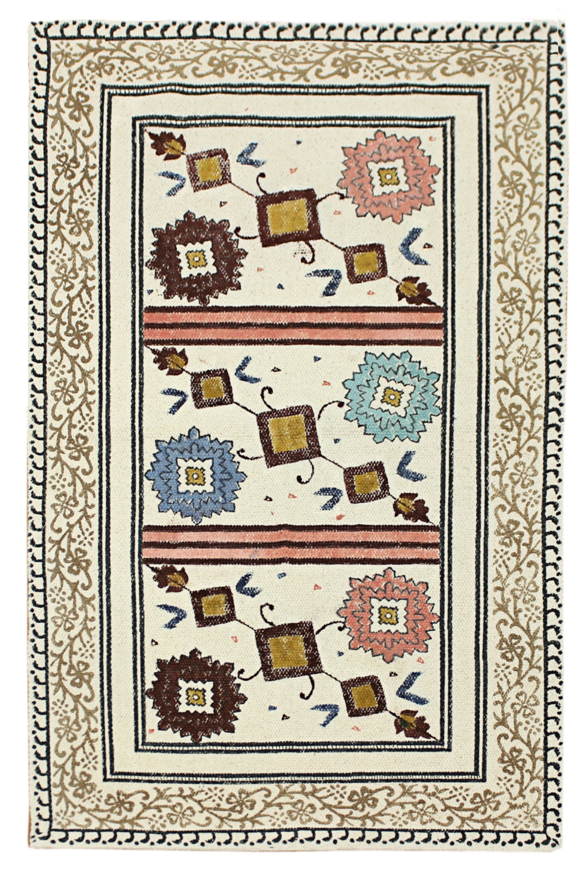 Casavani Handmade Cotton Area Rug Bohemian Beige Square Living Room ...