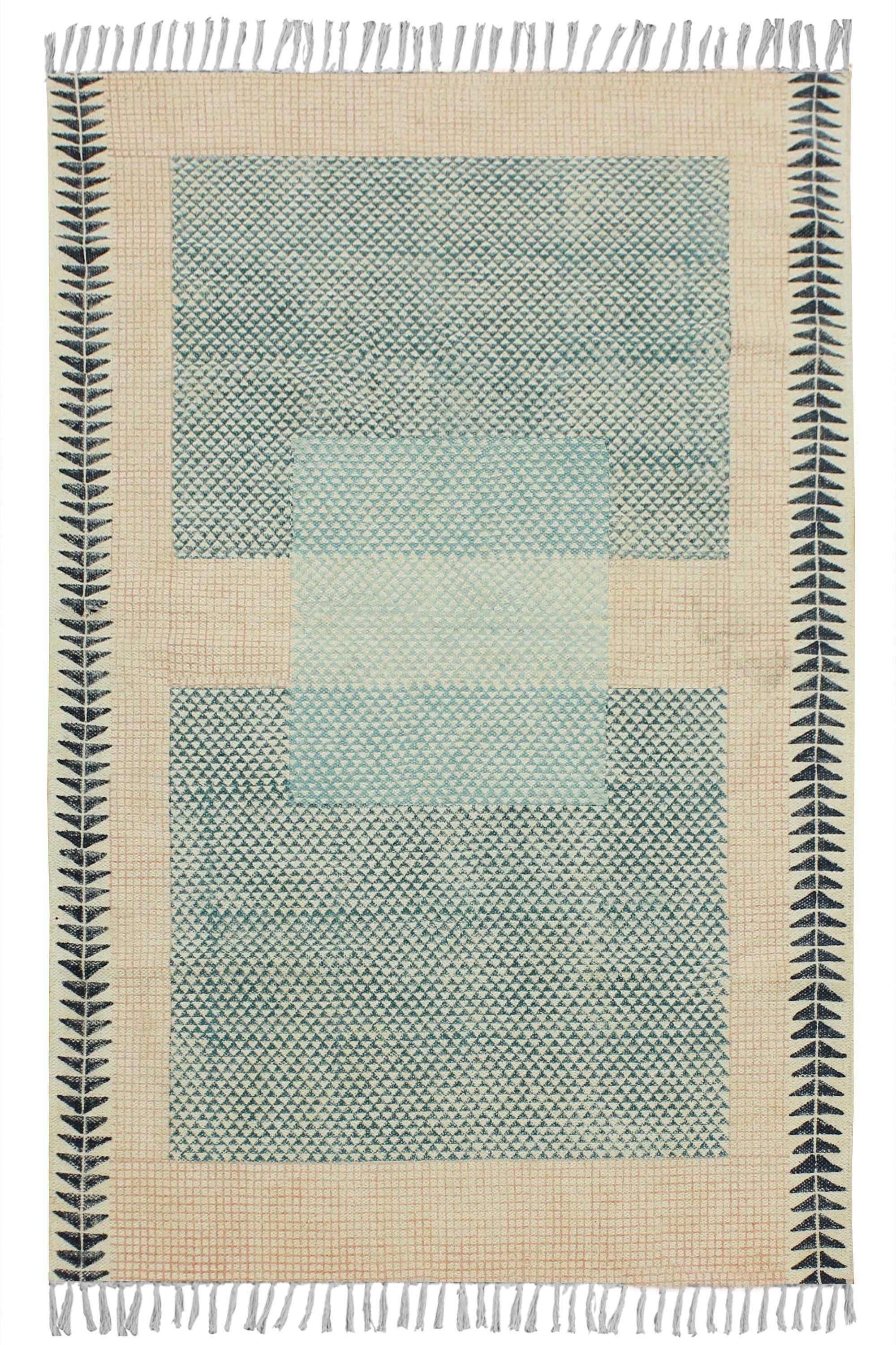 Casavani Handmade Cotton Square Area Rug Green Living Room Carpets ...
