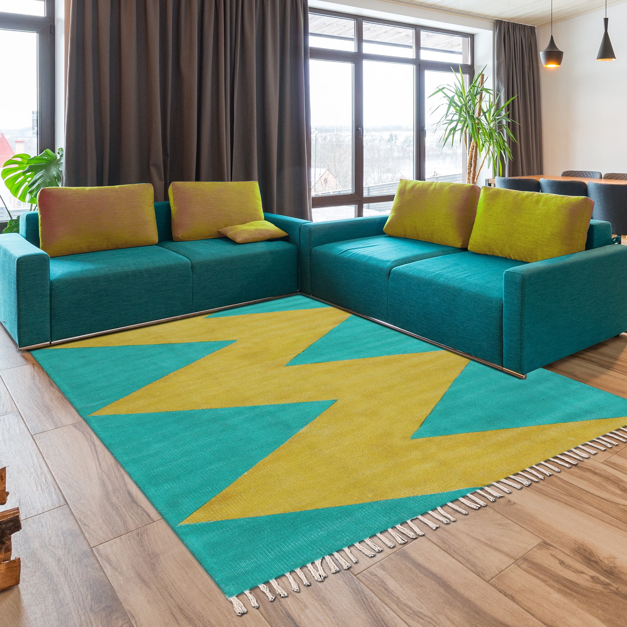 Casavani Handmade Dining Room Décor Custom Rug,Blue 2.6x4 feet ...