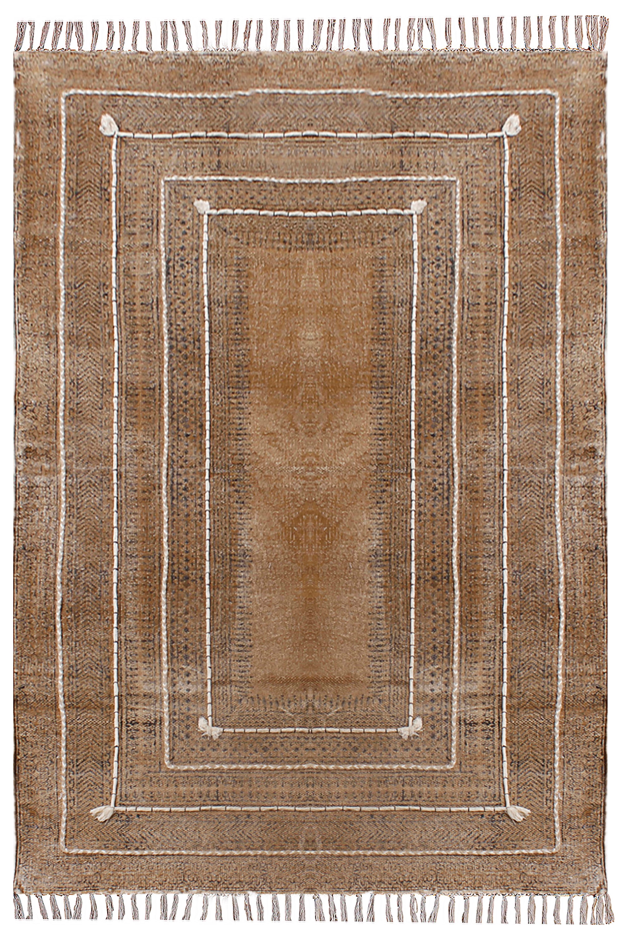 Casavani Handmade Pure Cotton Carpet Flat Weave Kilim Brown Area Rug 2 ...