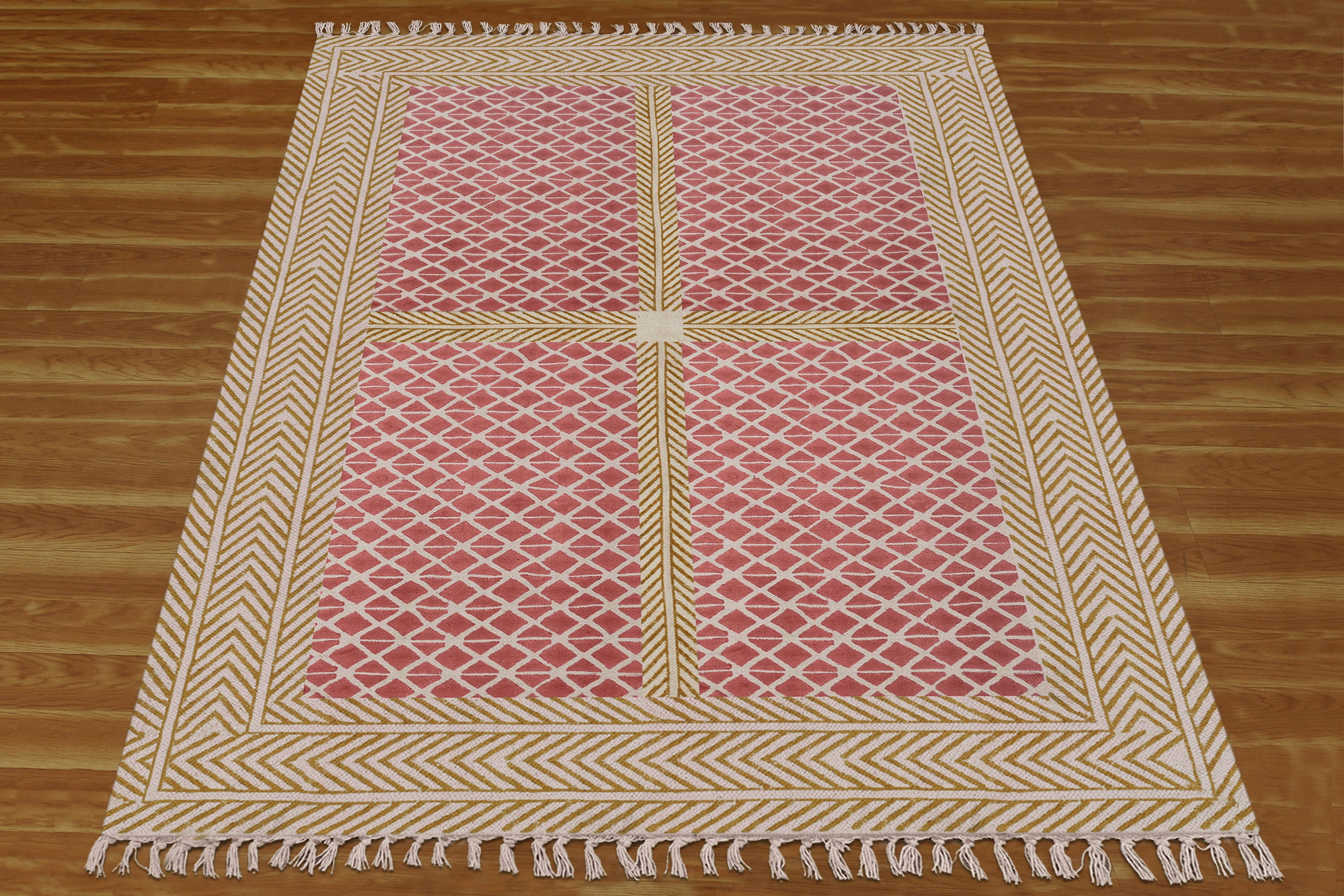 Casavani Handmade Red Geometric Cotton Dhurrie Area Rug Hallway, Stair ...