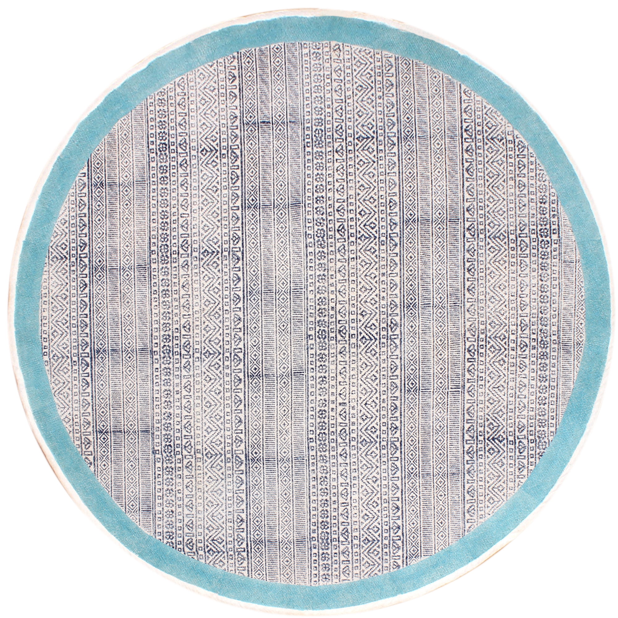 Casavani Handmade Round Cotton Area Rugs For Bedroom Decor, Sky Blue ...
