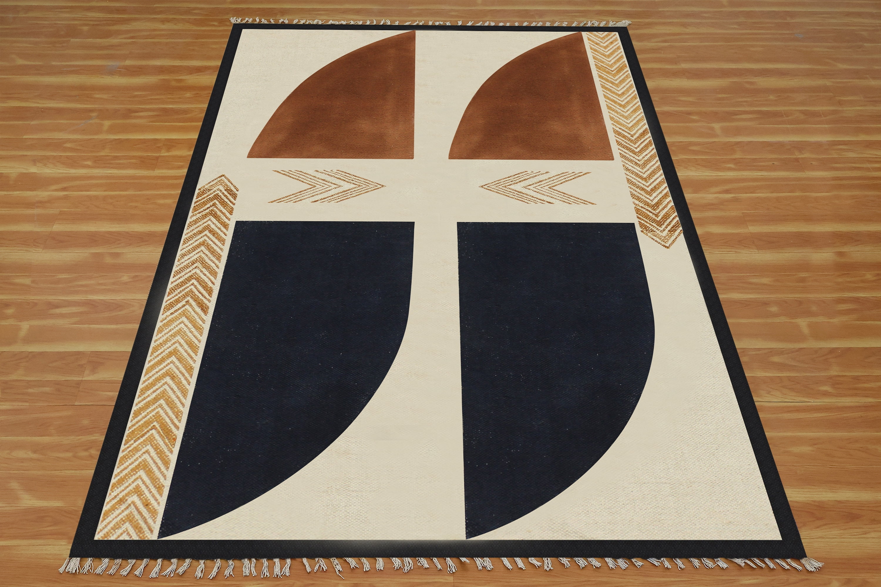 Casavani Handwoven Beige Cotton Dhurrie Square Dining Room Carpets ...