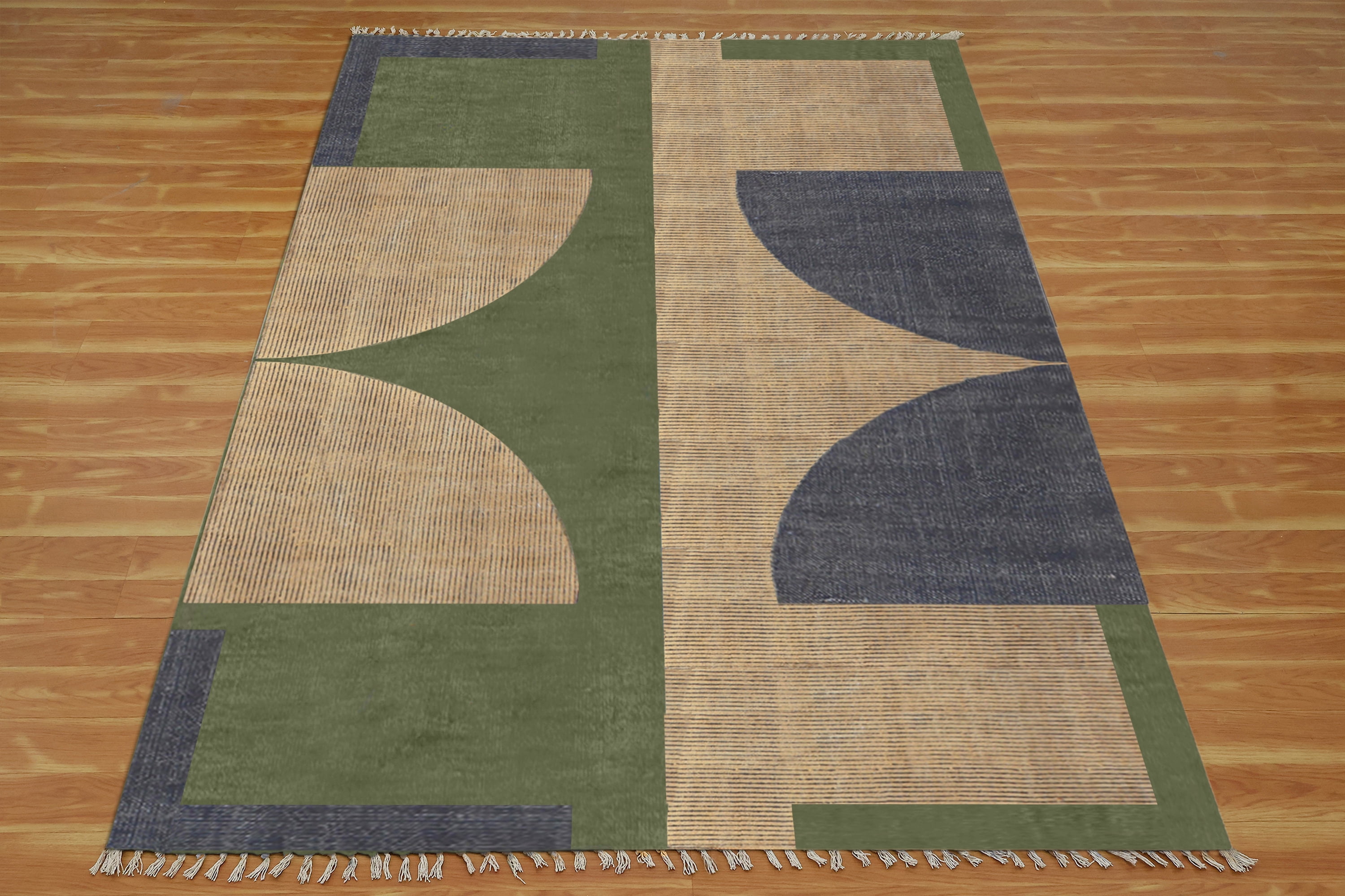Casavani Handwoven Blue Cotton Dhurrie Square Dining Room Carpets ...