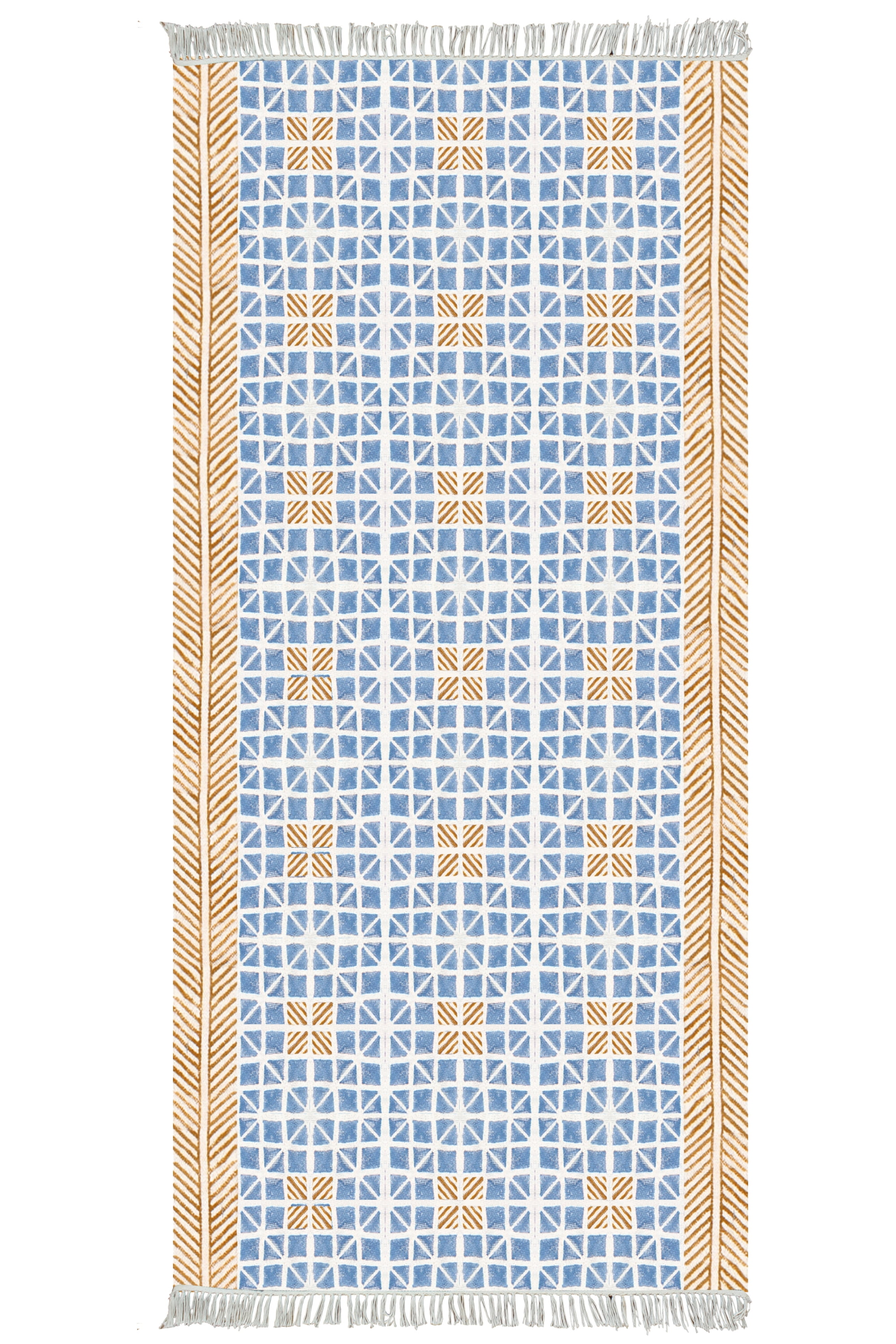 Casavani Handwoven Cotton Dhurrie Blue Outdoor Patio Rug Hallway Stair ...