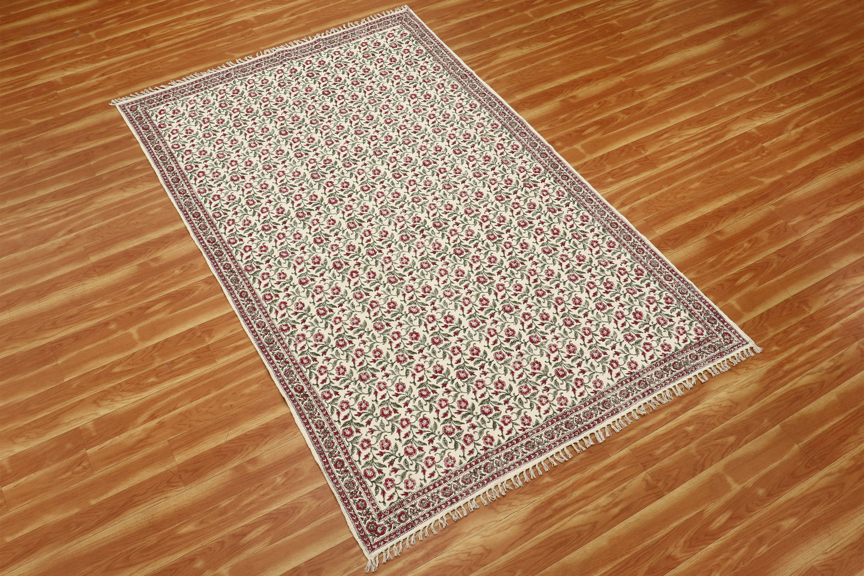 Casavani Handwoven Cotton Dhurrie Red Indoor Outdoor Patio Rug Bedroom ...