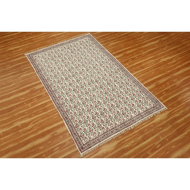 Casavani Handwoven Cotton Dhurrie Red Outdoor Patio Rug Square Bedroom ...
