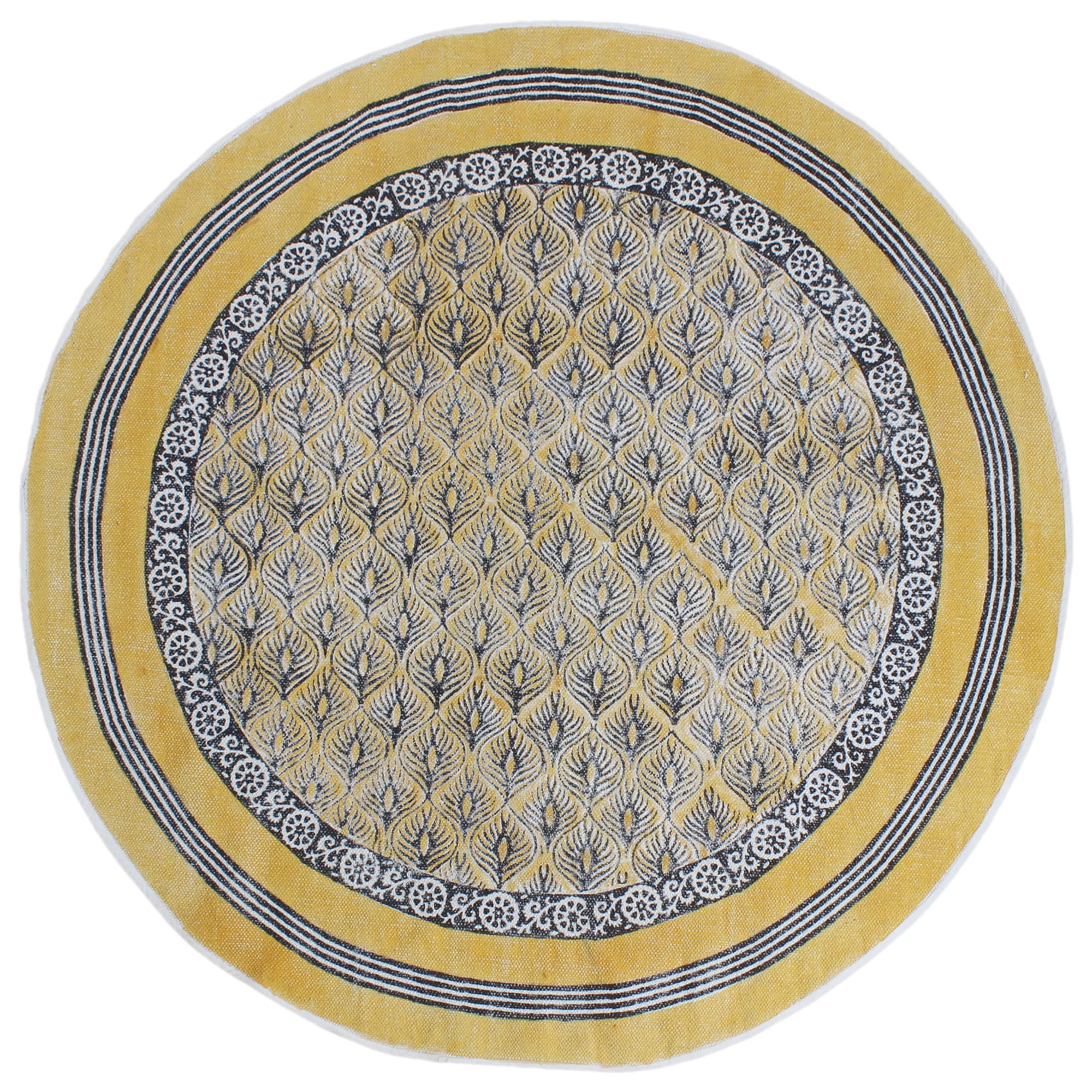Casavani Handwoven Cotton Round Area Rugs For Living Room, Yellow 6x6 ...