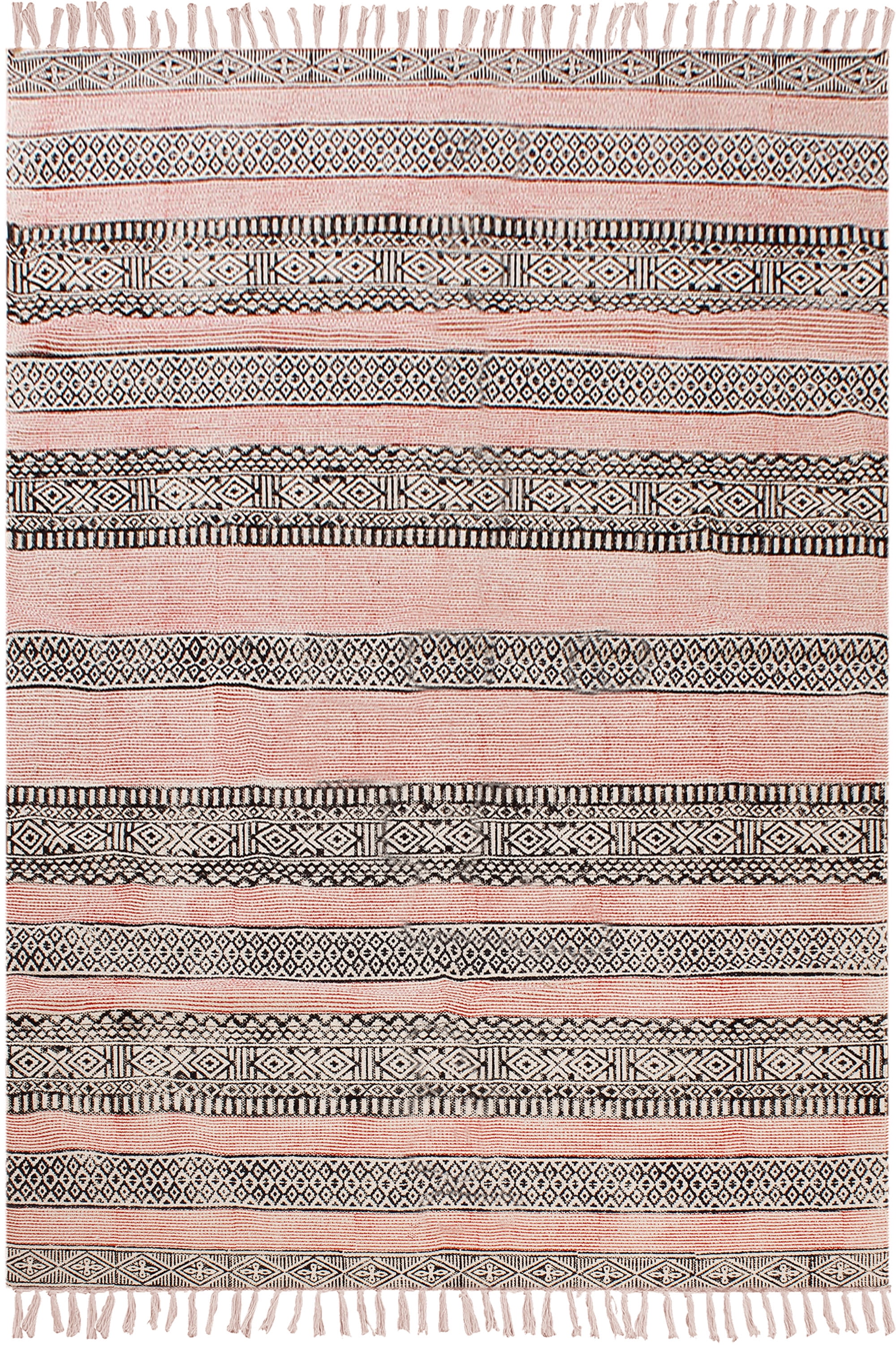 Casavani Indian Handmade Dhurrie Pink Cotton Carpet Geometric Carpet ...