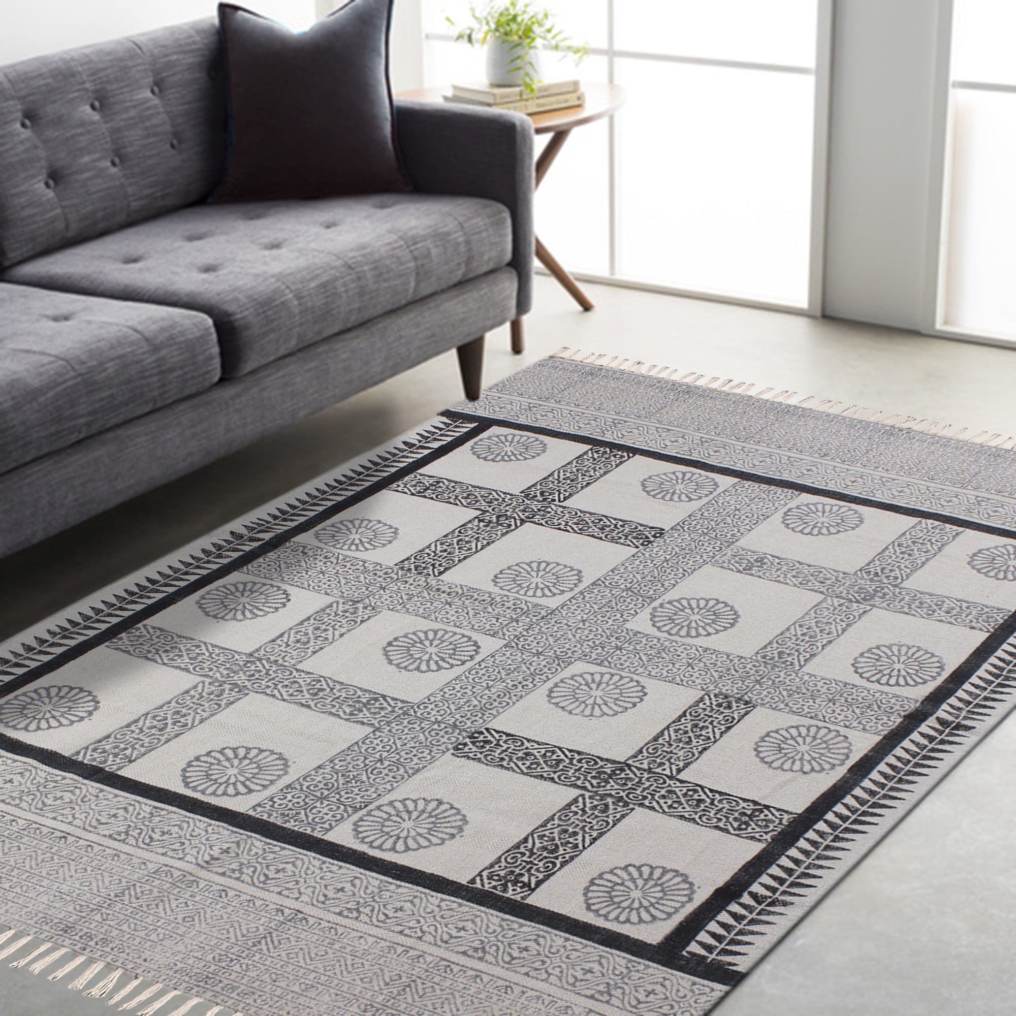 Casavani Indian Handmade Dining Room Area Rug,Gray 4x4 feet - Walmart.com
