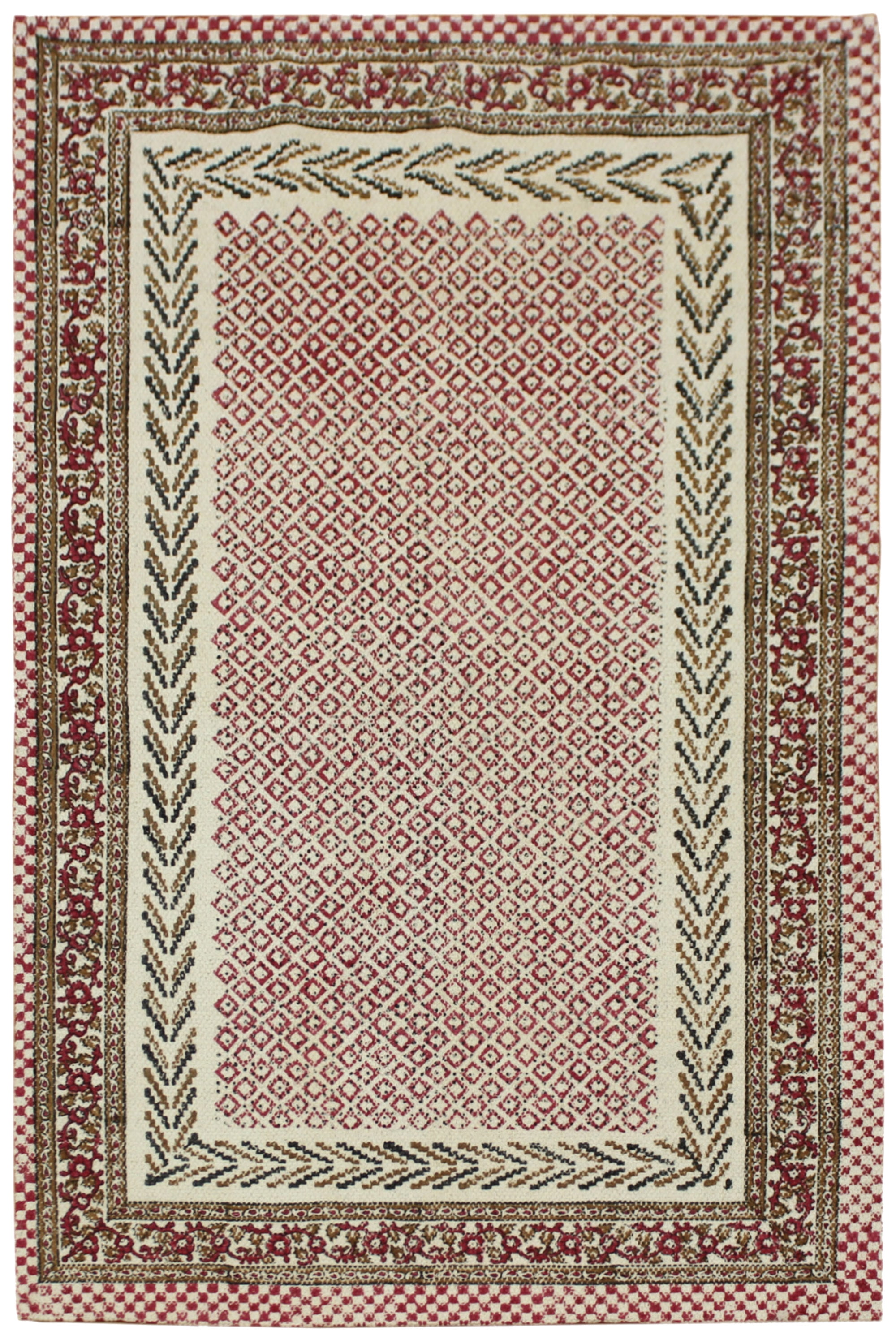 Casavani Indian Handmade Flat Weave Red Garden Kilim Boho Dhurrie 9x9 ...