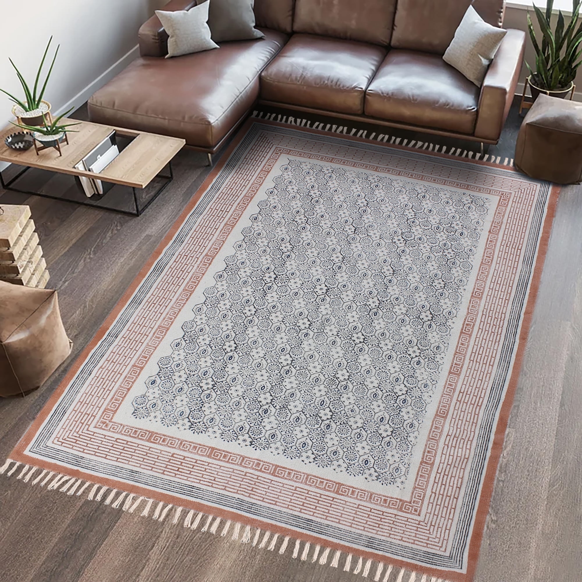 Casavani Indian Pure Cotton Kitchen Area Rug, Brown 9x9 feet - Walmart.com