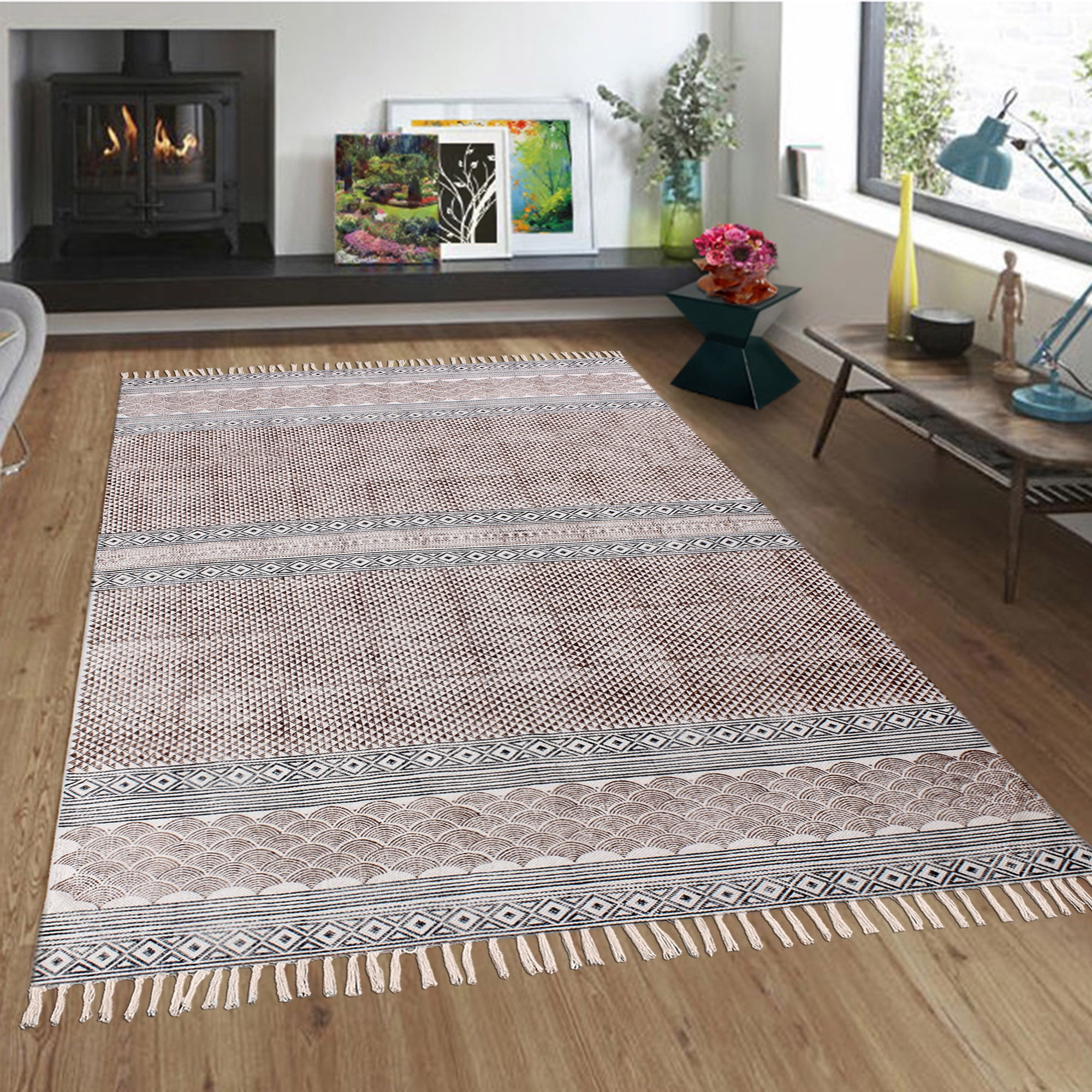 Casavani Living Room Floor Kilim Kitchen Rug,Brown 9x9 feet - Walmart.com