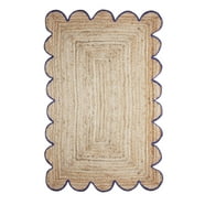 KLAVATE Natural Jute Hand Braided Scalloped Area Rug - Walmart.com