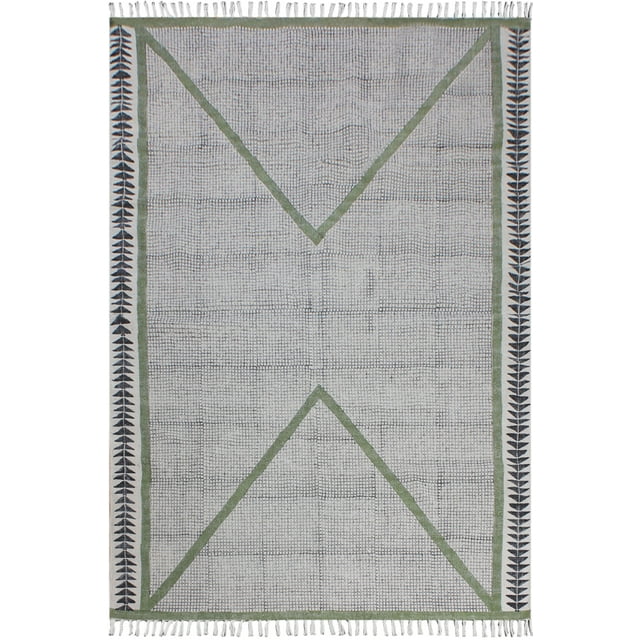 Casavani Outdoor Rug Hand Made Boho Durrie,Green 4x12 Ft - Walmart.com